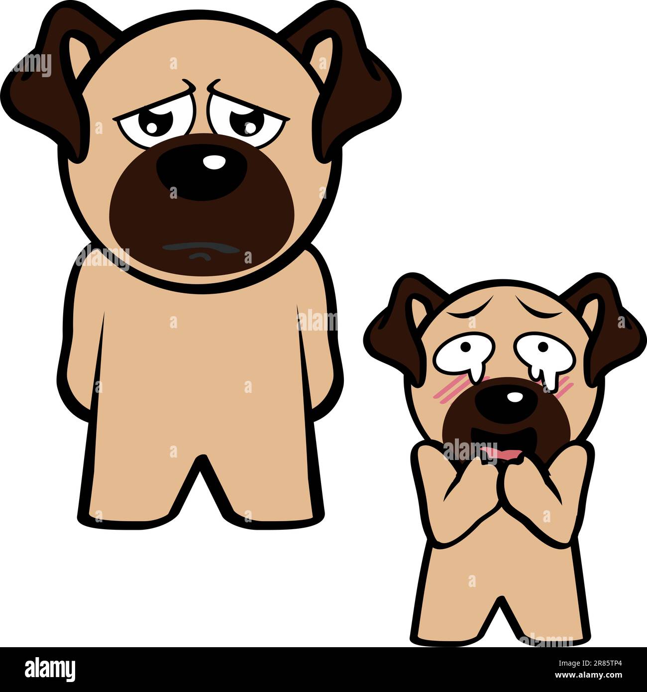 cute pug dog character cartoon standing expressions pack collection in ...