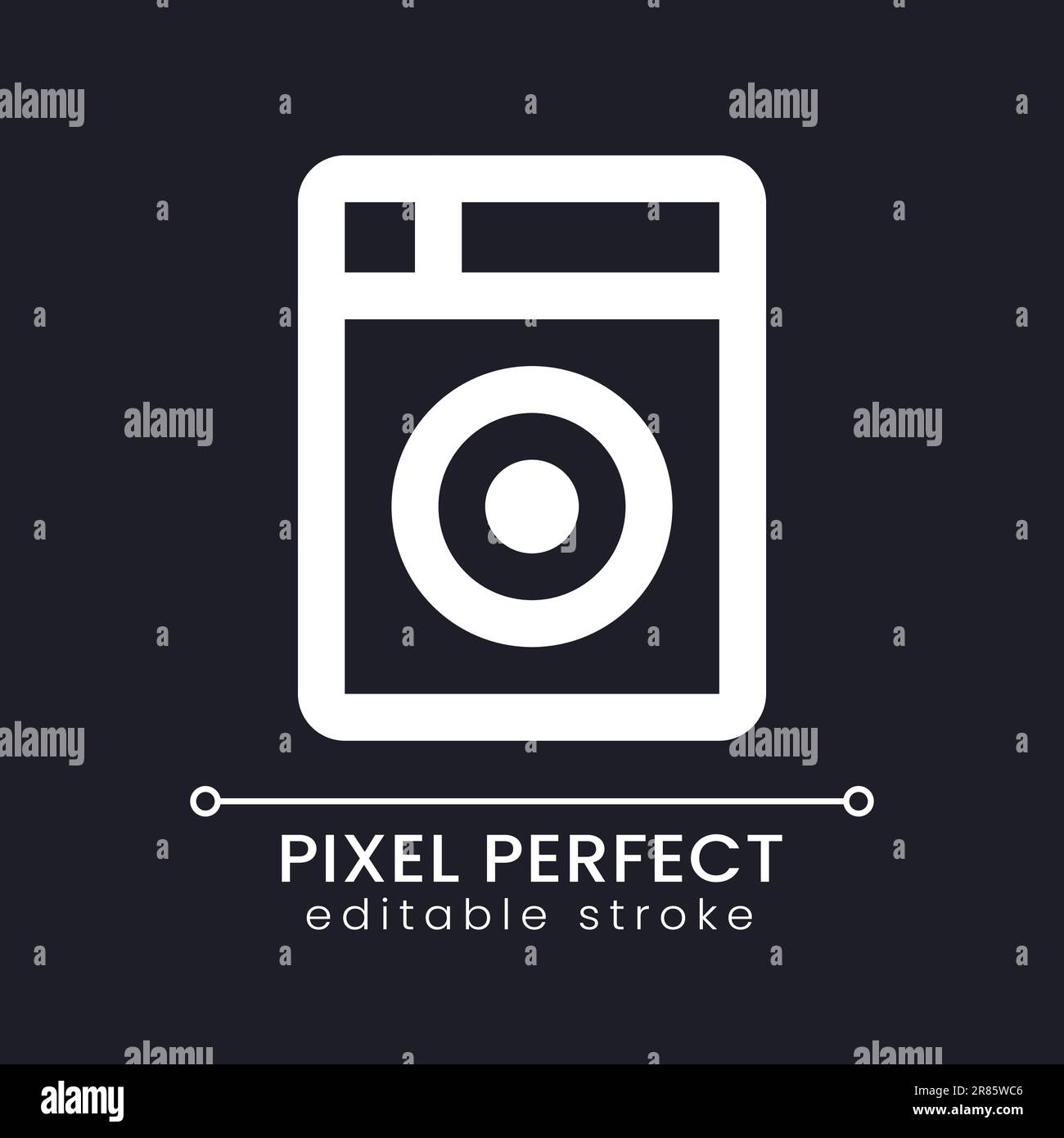 Washing machine pixel perfect white linear ui icon for dark theme Stock ...