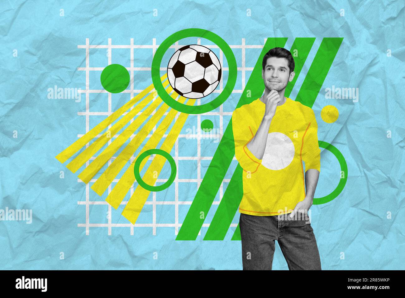 Artwork poster image collage of minded man look ball dream popularity ...