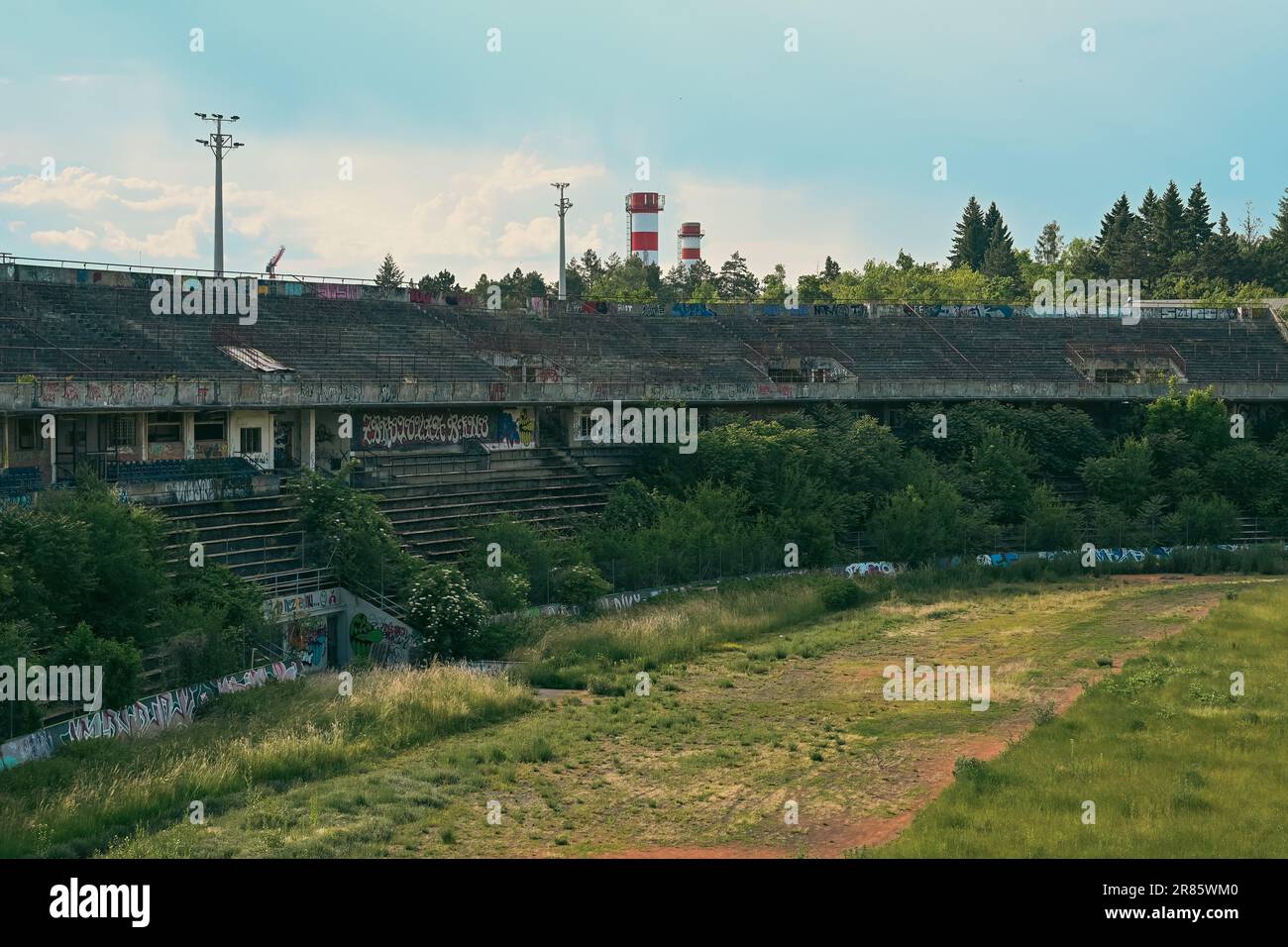 Abandoned football and athletics stadium, Old building, abandoned ...