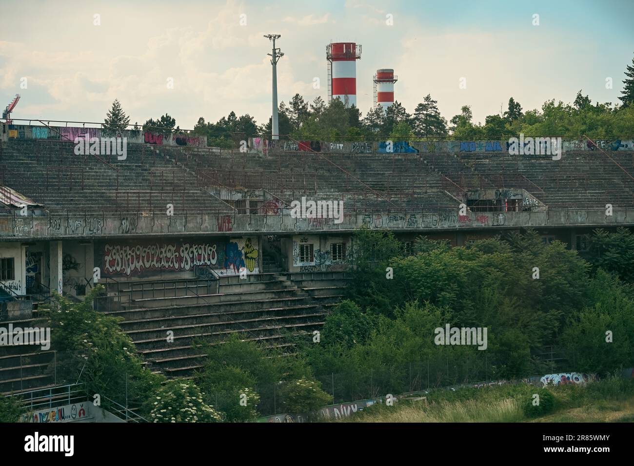 Abandoned football and athletics stadium, Old building, abandoned ...