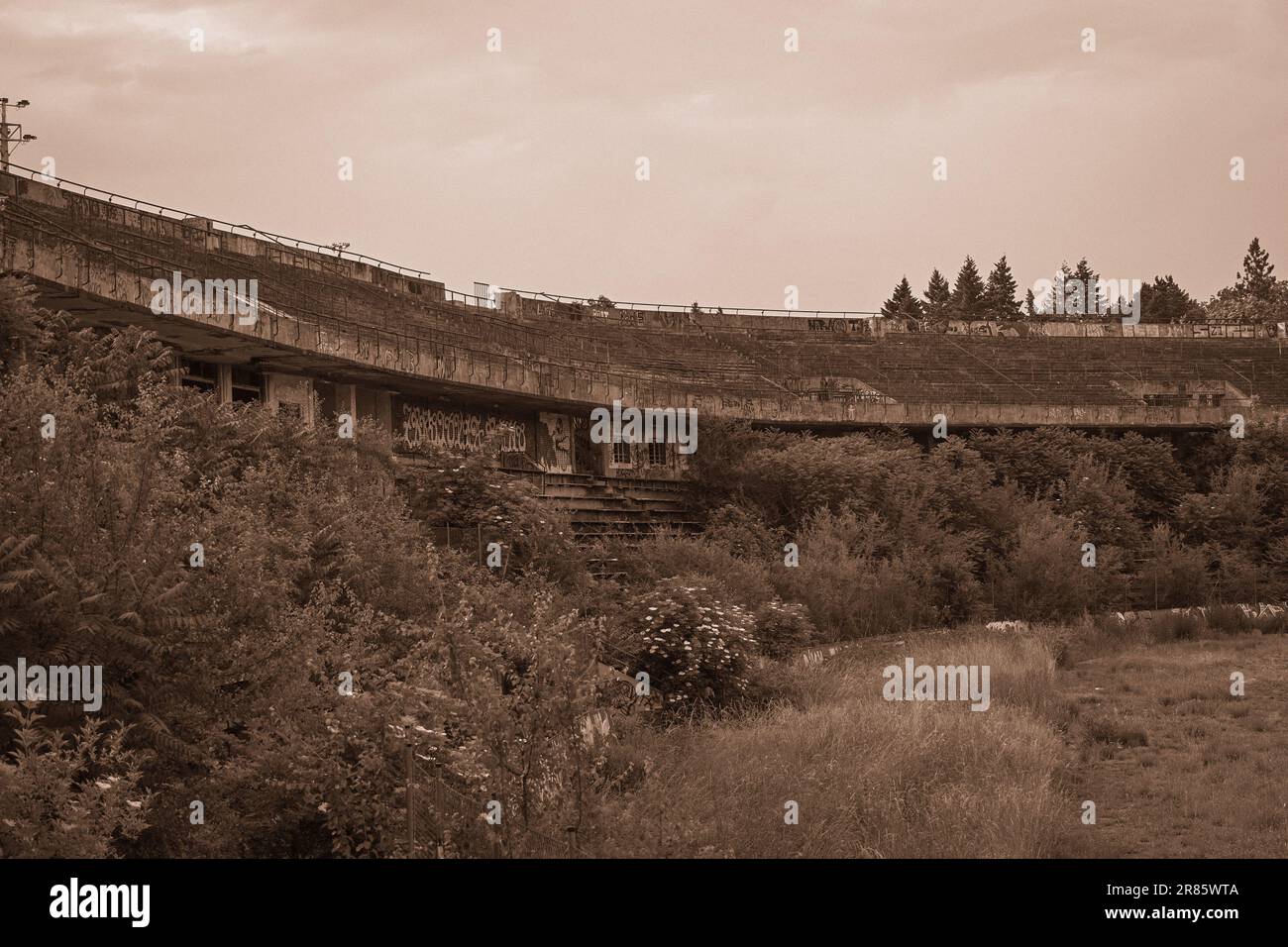 Abandoned football and athletics stadium, Old building, abandoned ...