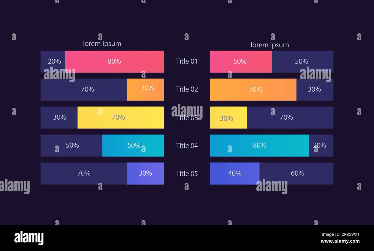 Mirror reflection infographic chart design template for dark theme ...