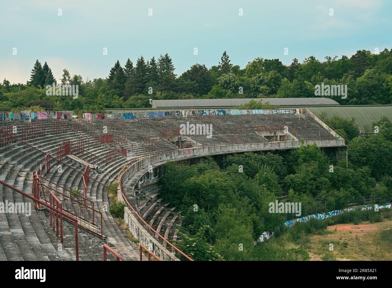 Abandoned football and athletics stadium, Old building, abandoned ...