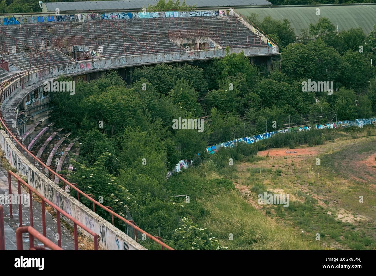 Abandoned football and athletics stadium, Old building, abandoned ...