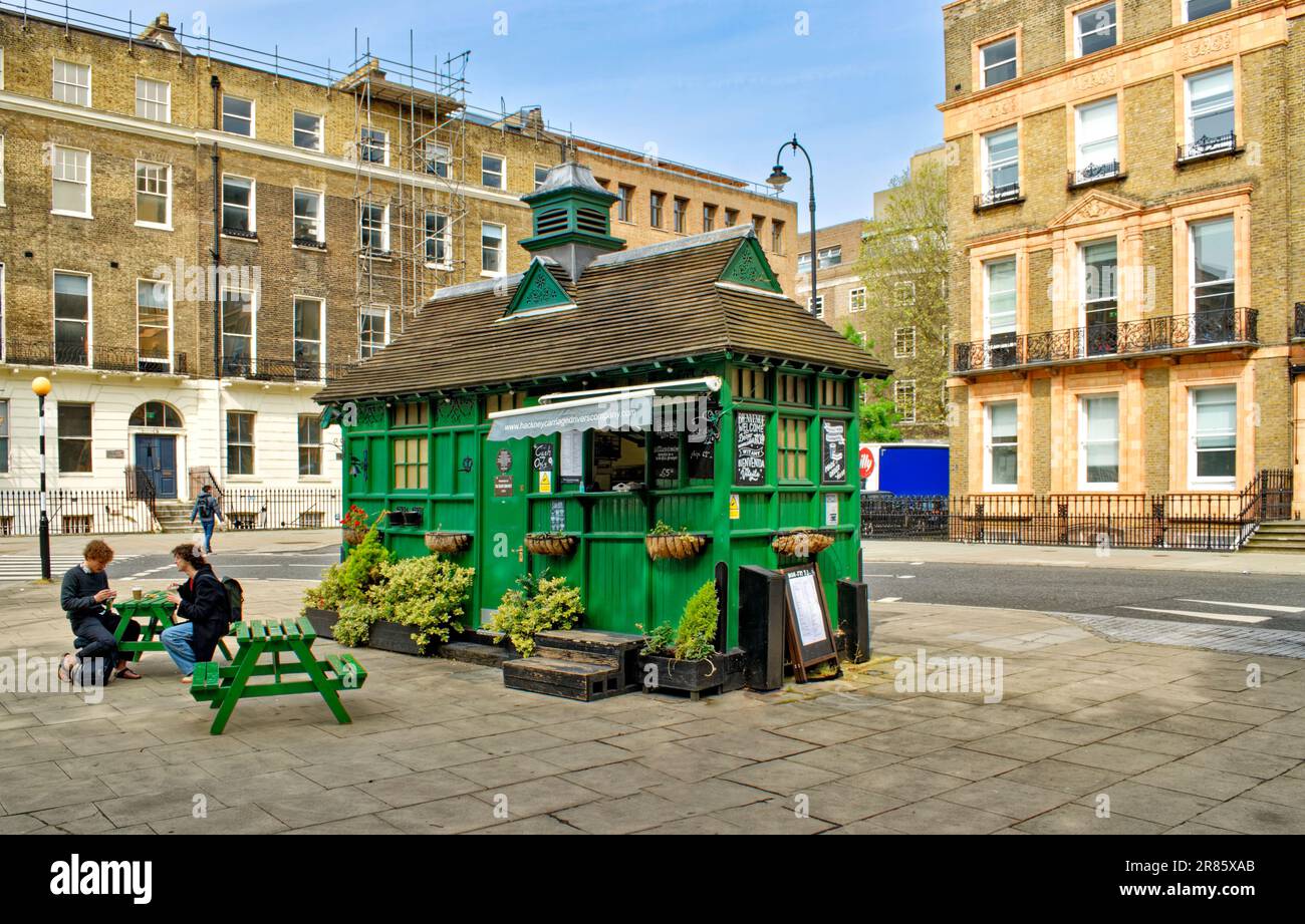 London Camden Russell Square a green Cabmans Shelter and cafe Stock ...