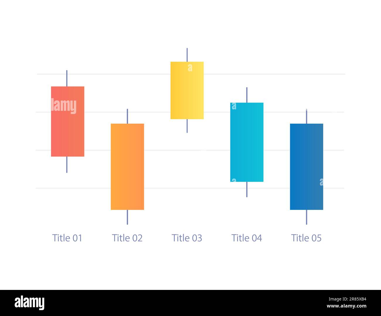 Candlestick infographic chart design template with five categories ...