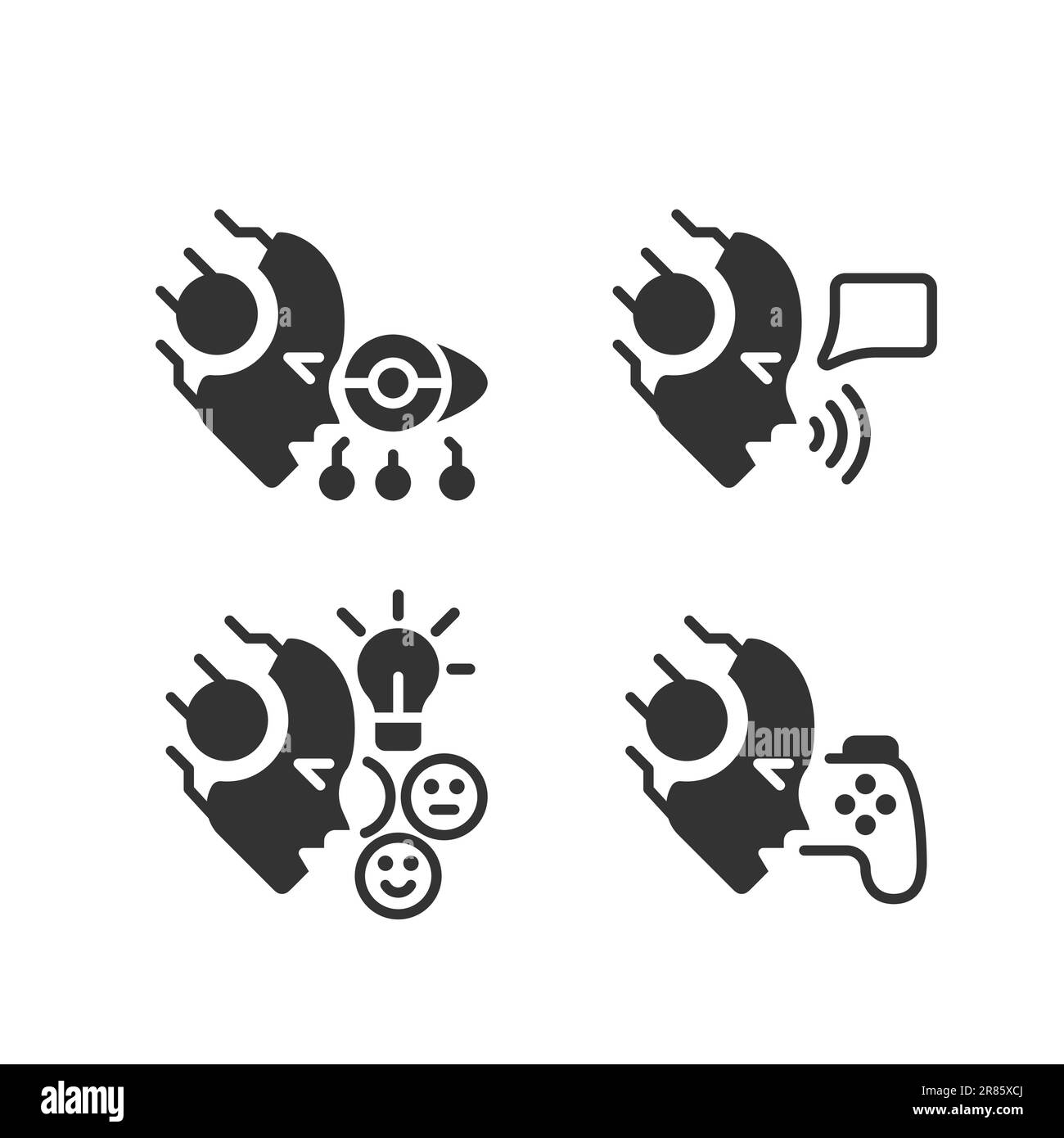 Artificial intelligence benefits black linear glyph icons set Stock ... Artificial intelligence benefits black linear glyph icons set Stock ...