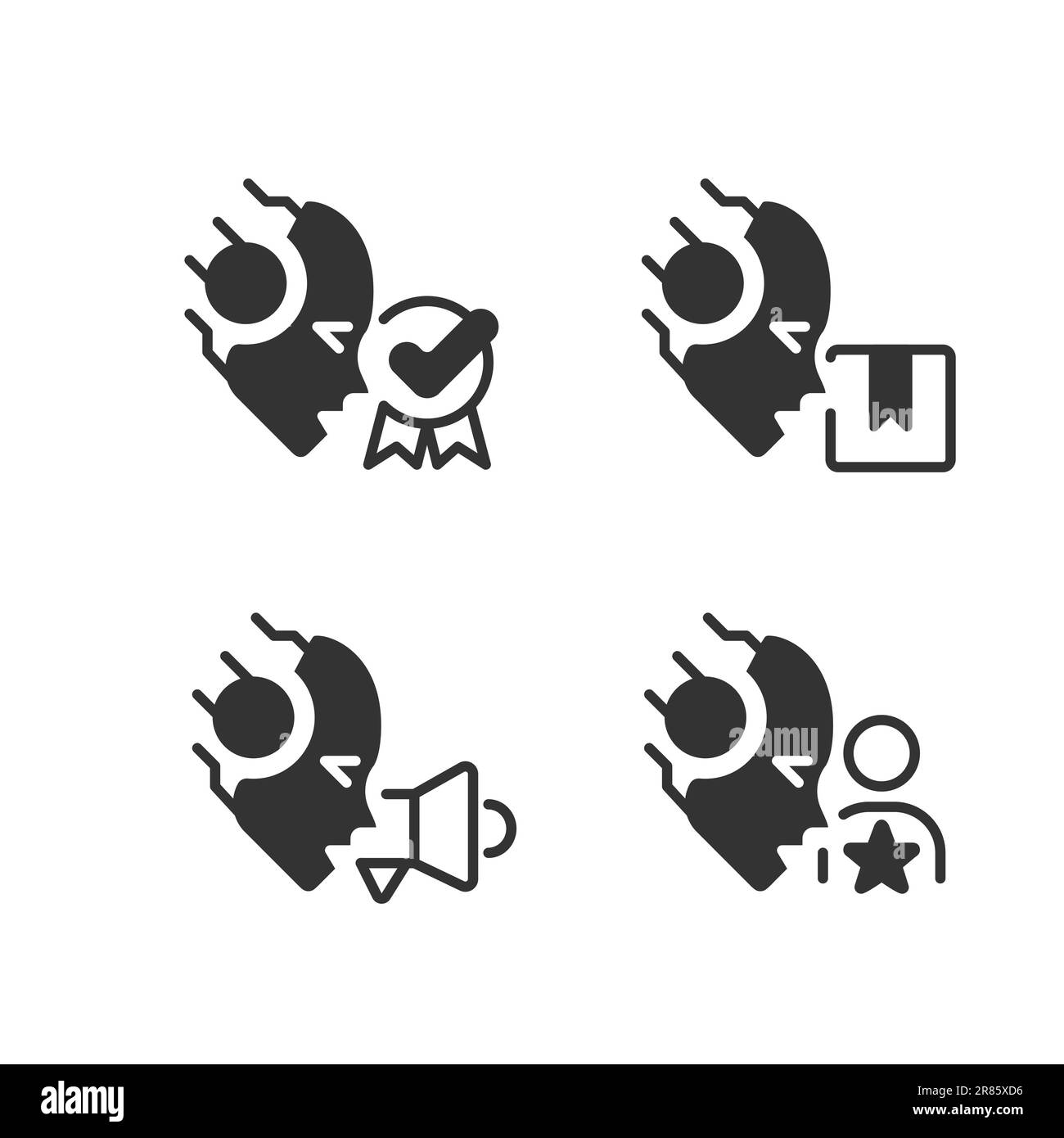 Artificial intelligence in business black linear glyph icons set Stock ...