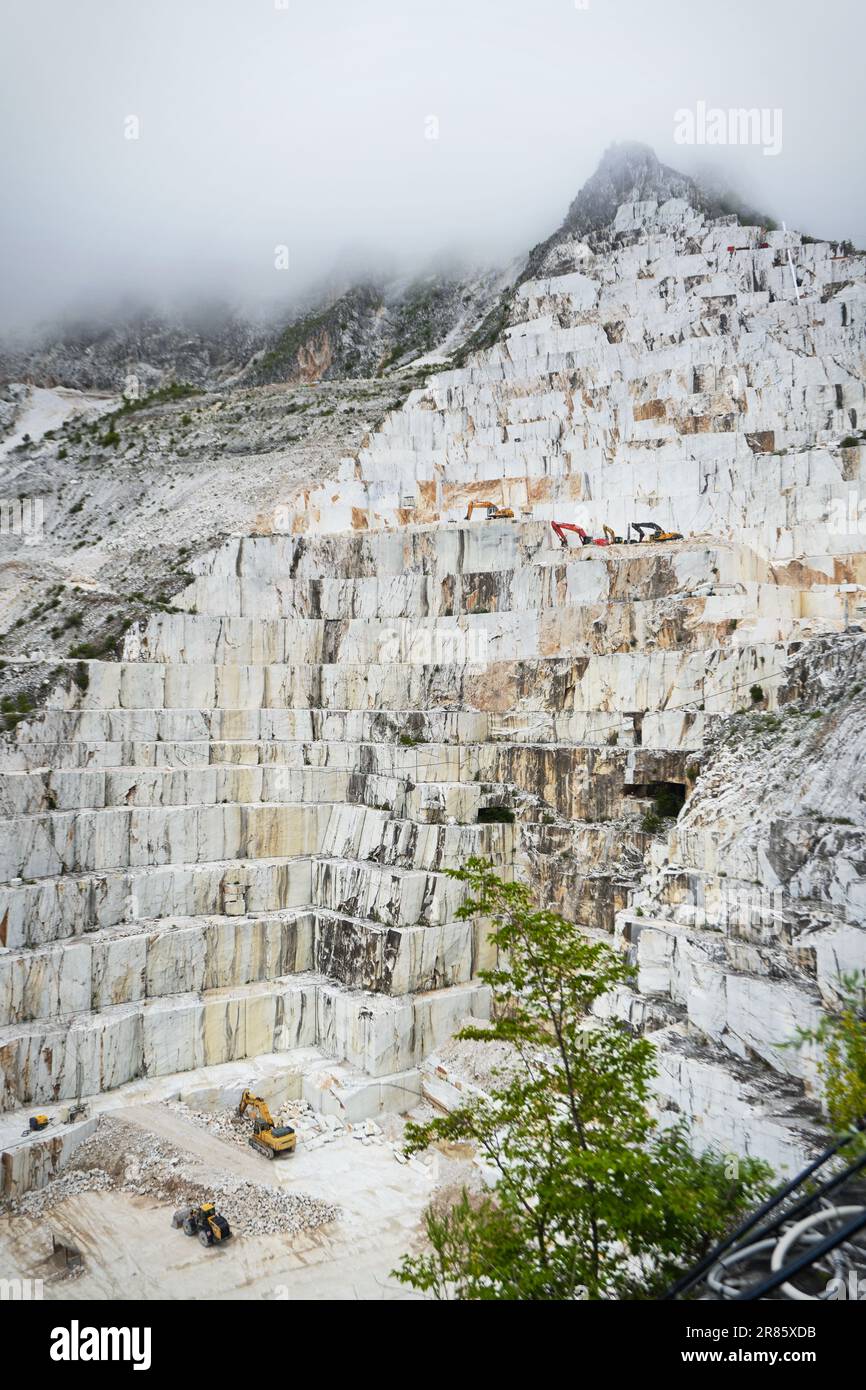 CARRARA, ITALY - June 10, 2023: View of industrial marble quarry site ...