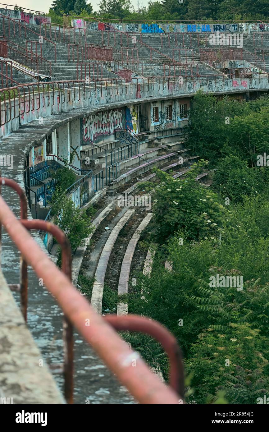 Abandoned football and athletics stadium, Old building, abandoned ...