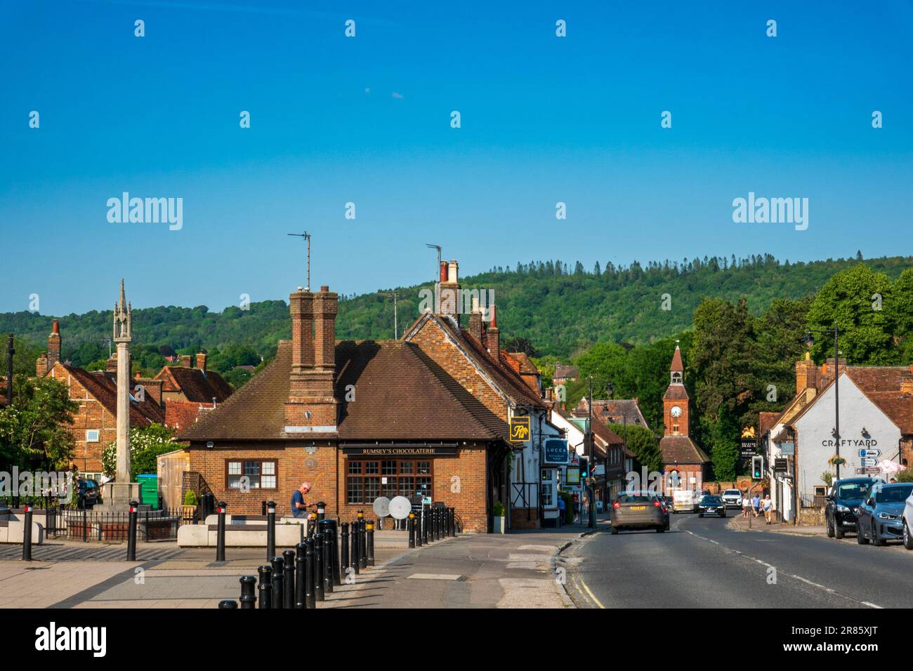 High street, Clock Tower, Wendover, Buckinghamshire, England, UK Stock ...