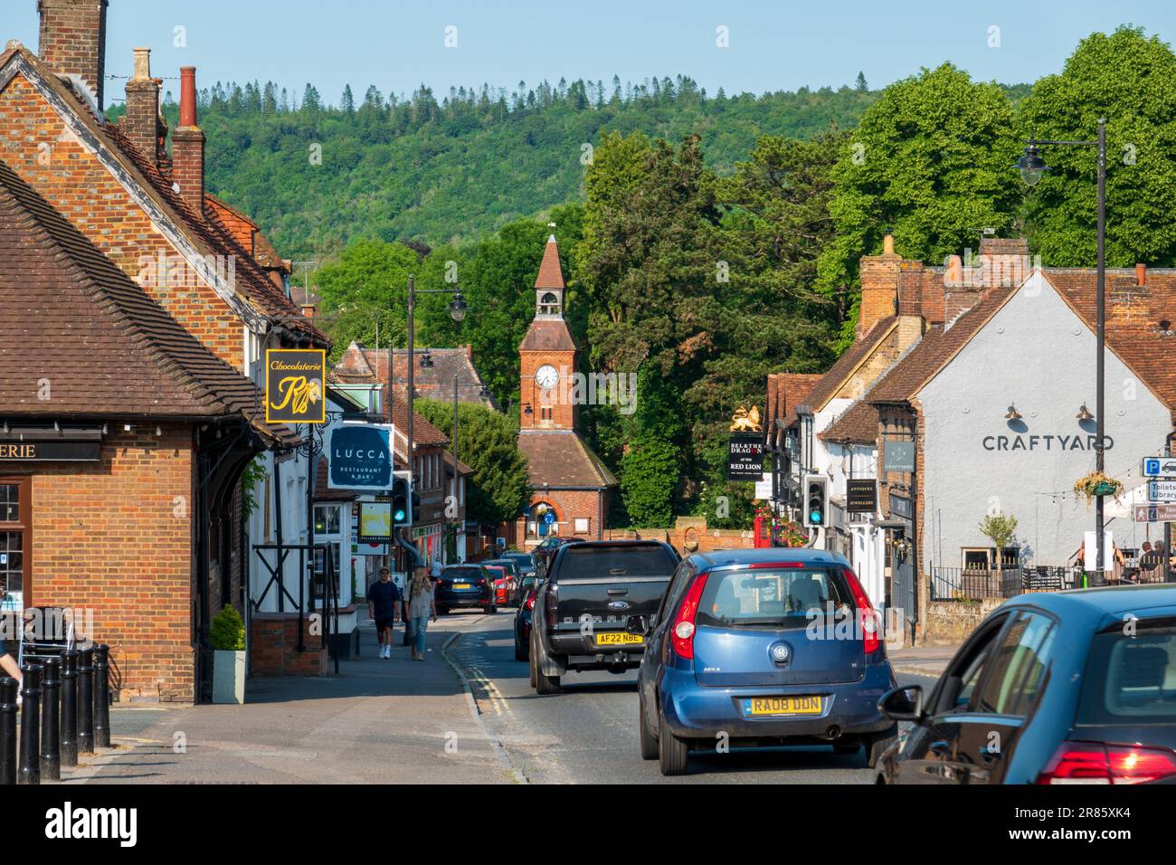 High street, Clock Tower, Wendover, Buckinghamshire, England, UK Stock ...
