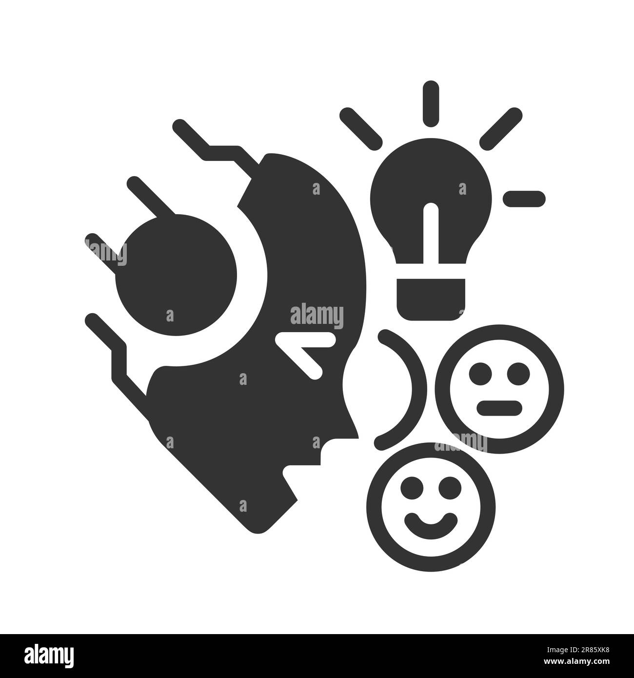 AI understands emotions black linear glyph icon Stock Vector Image ...