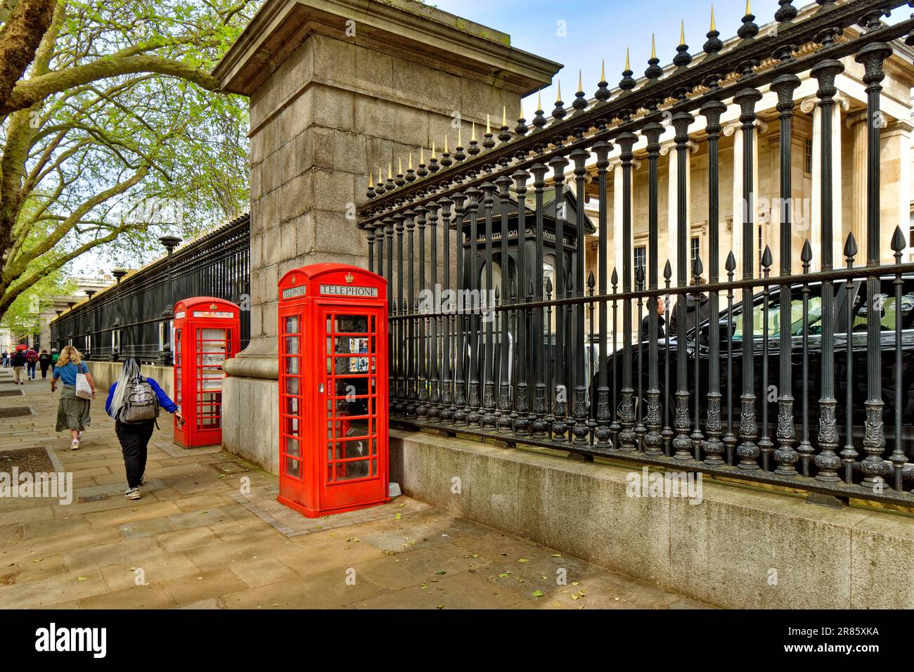 London Camden two red telephone boxes outside the British Museum Stock ...