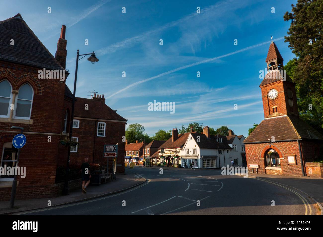 High street, Clock Tower, Wendover, Buckinghamshire, England, UK Stock ...