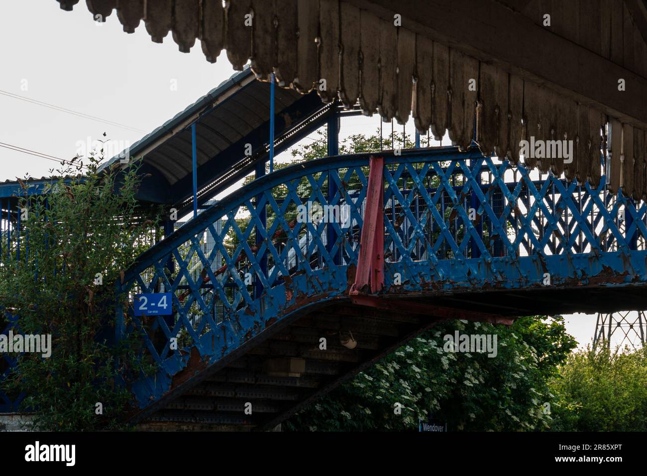 Railway Station, Old footbridge and canopy Stock Photo - Alamy