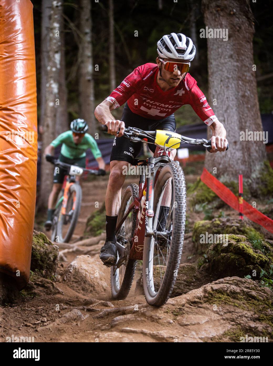 Biker Mathias Fluckiger competes in the UCI Mountain Bike World Cup ...