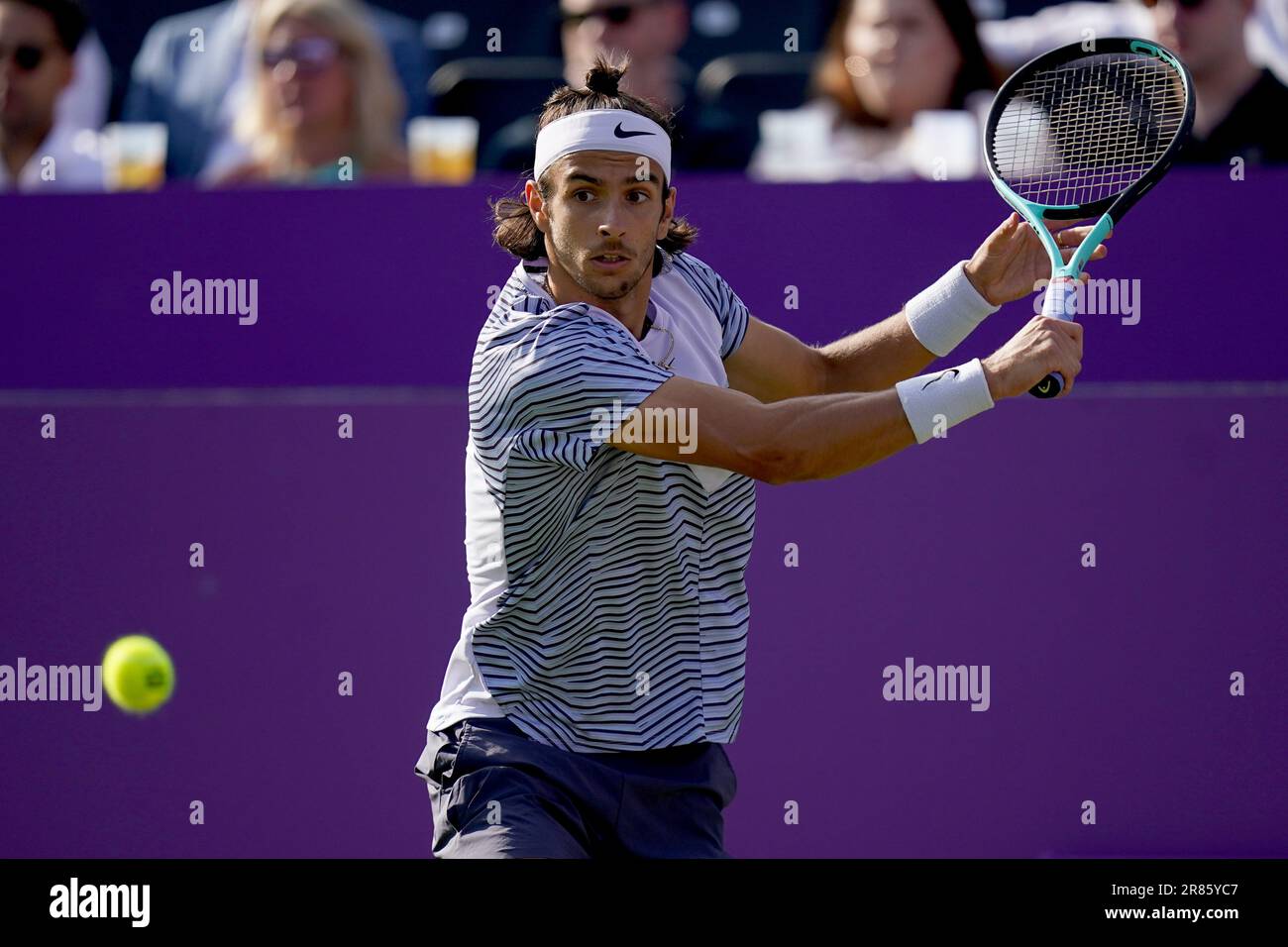 Lorenzo Musetti in action against Jan Choinski during the Men’s Singles ...