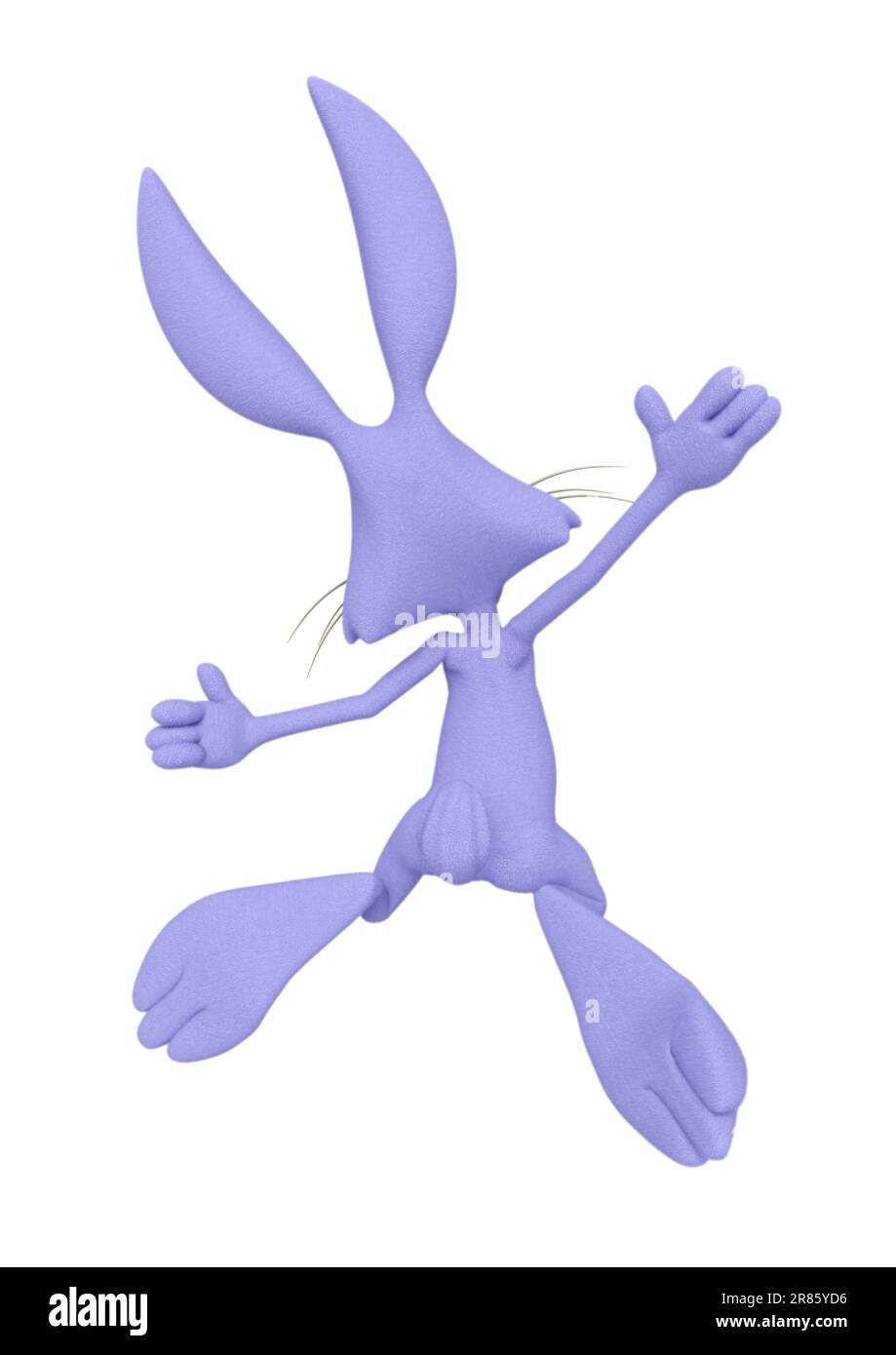 rabbit cartoon is jumping and happy rear view, 3d illustration Stock ...