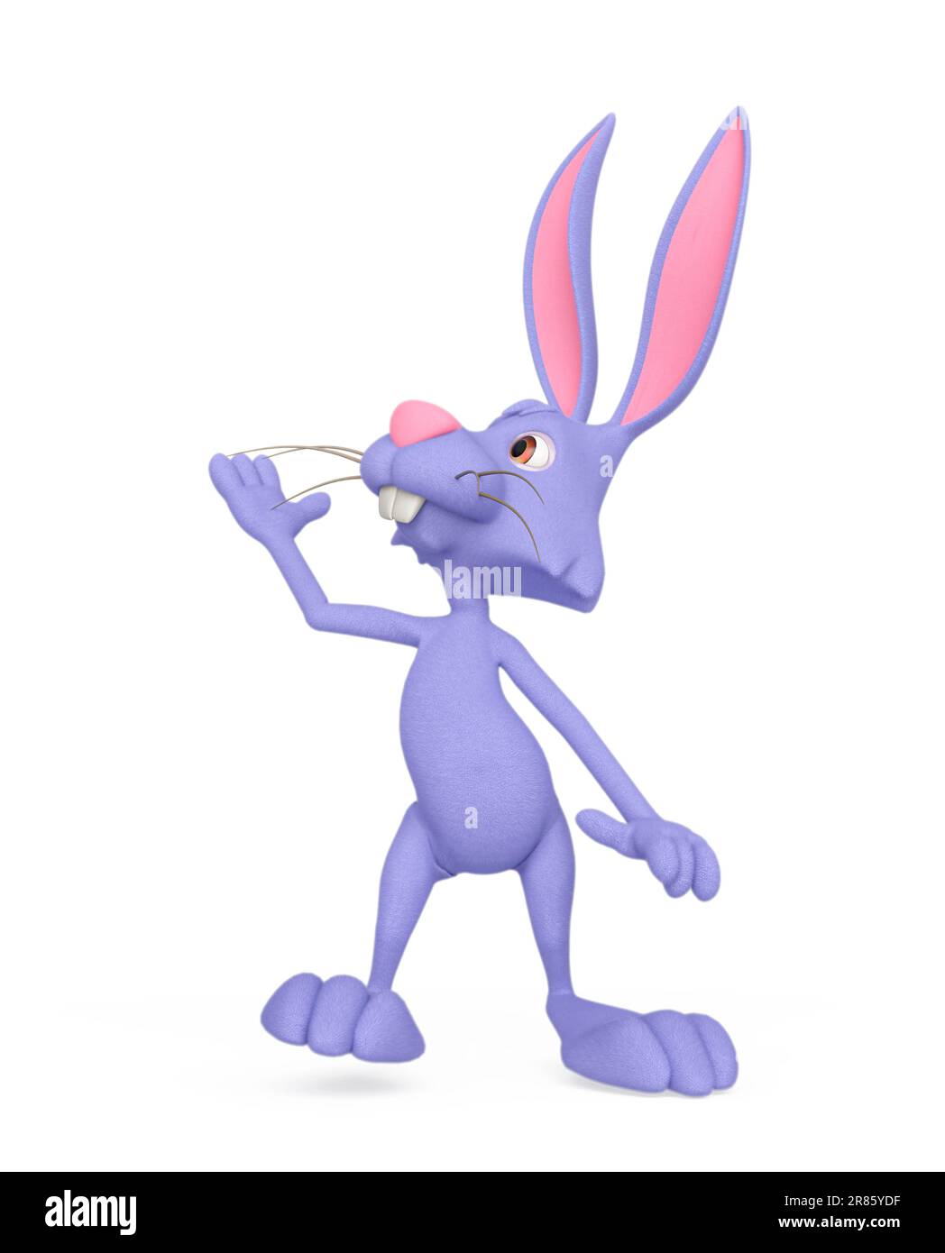 rabbit cartoon is looking up, 3d illustration Stock Photo - Alamy