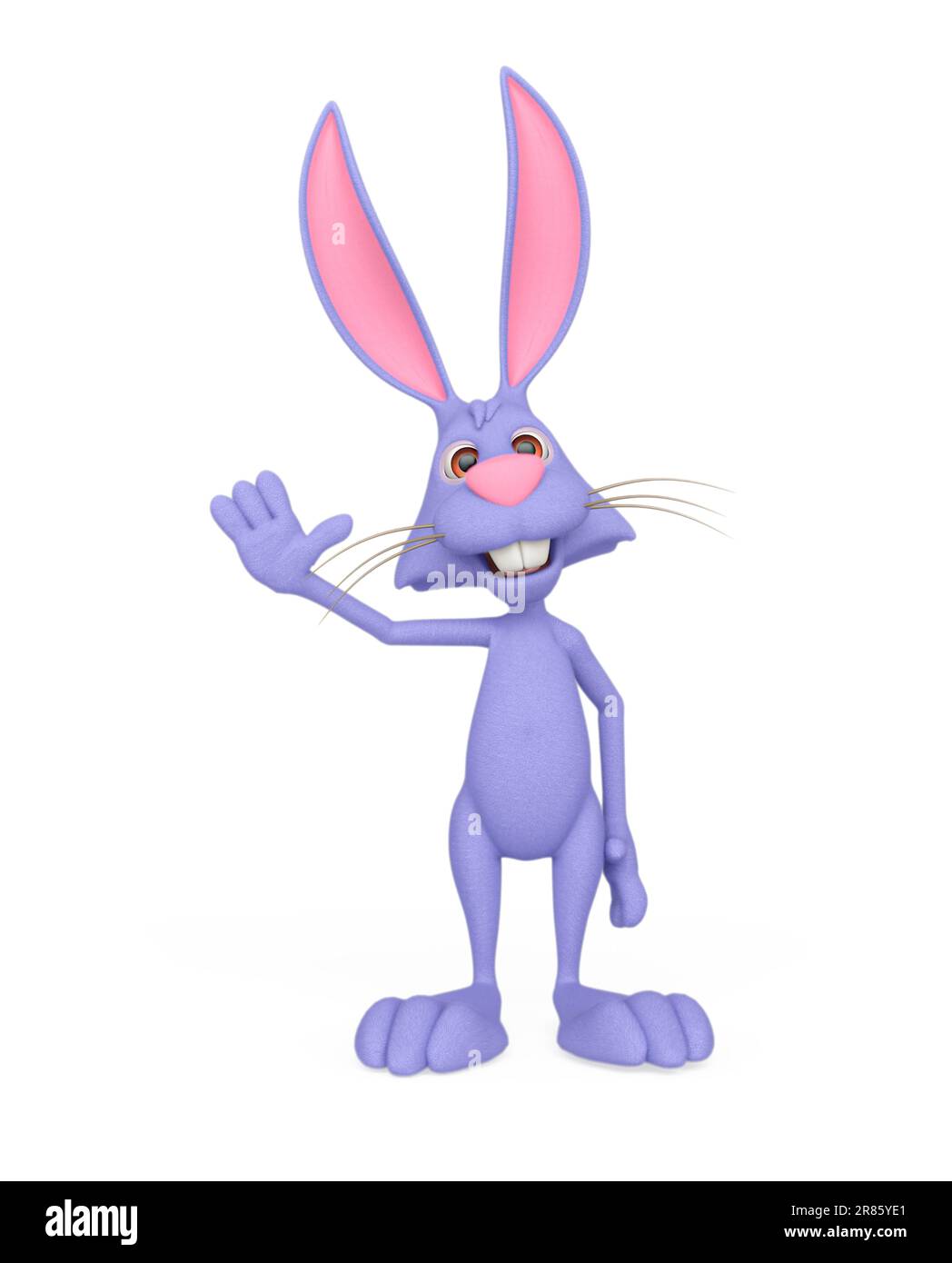 rabbit cartoon waving hello, 3d illustration Stock Photo - Alamy