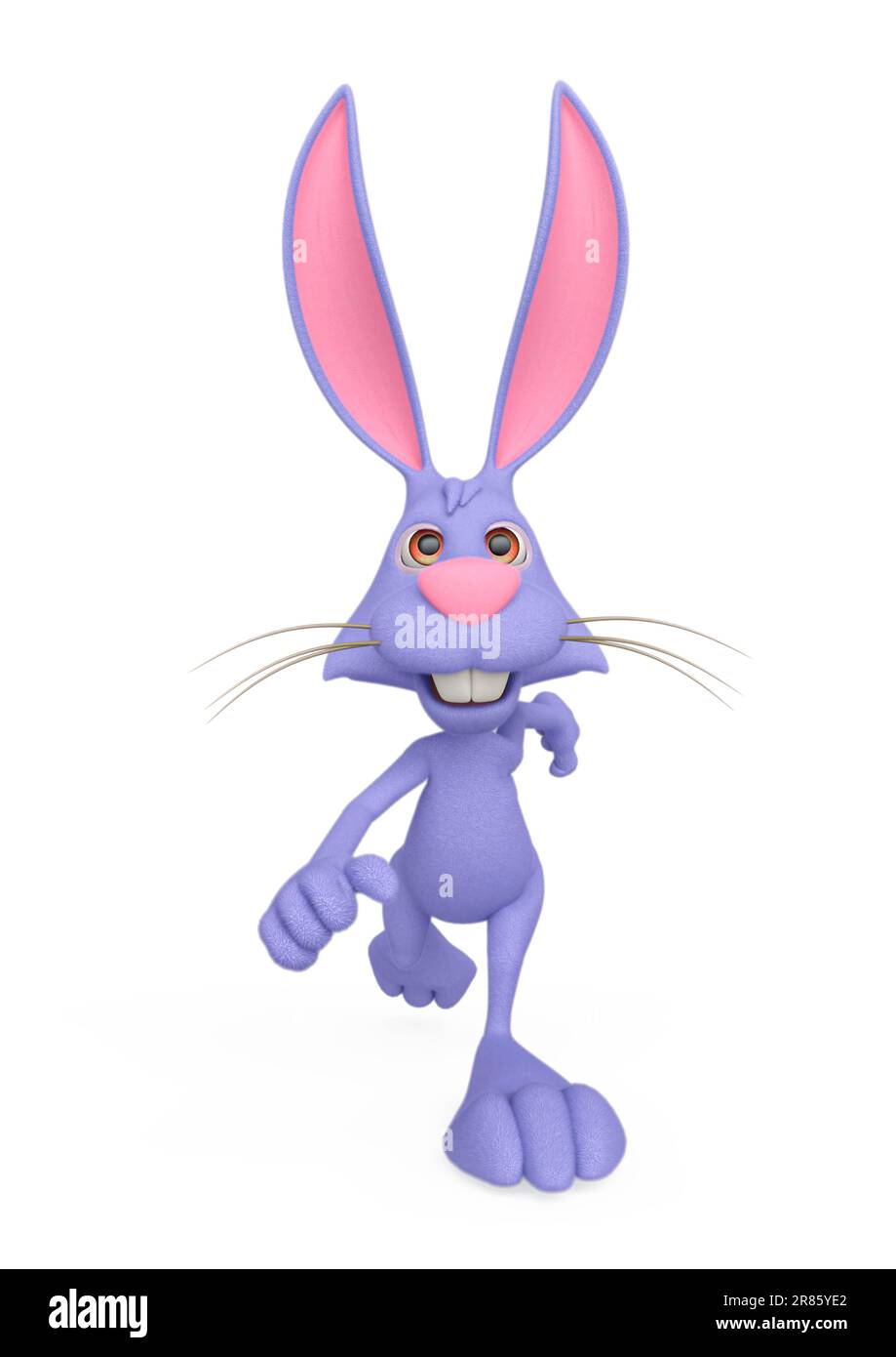 rabbit cartoon is running fast on front view, 3d illustration Stock ...
