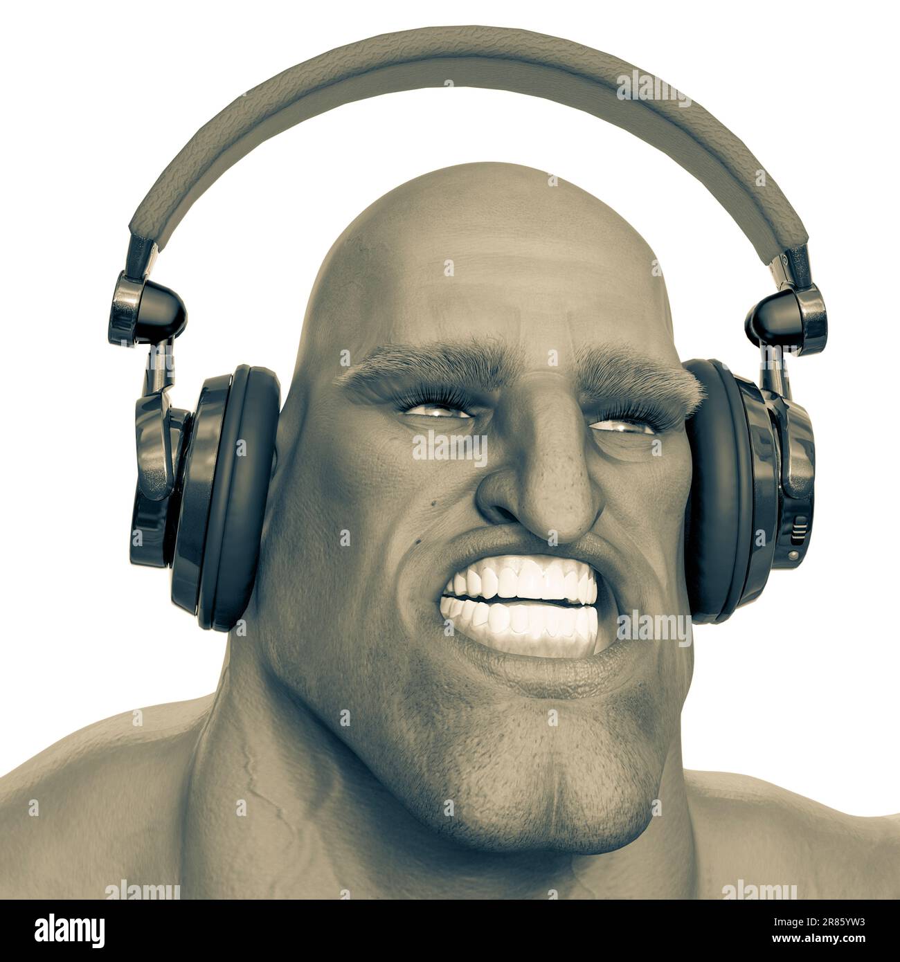 super soldier is doing a dj pose and listening to music on his earphone ...