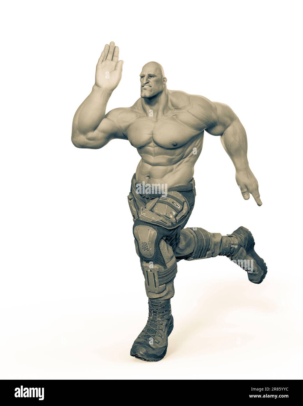 super soldier is running in action, 3d illustration Stock Photo - Alamy