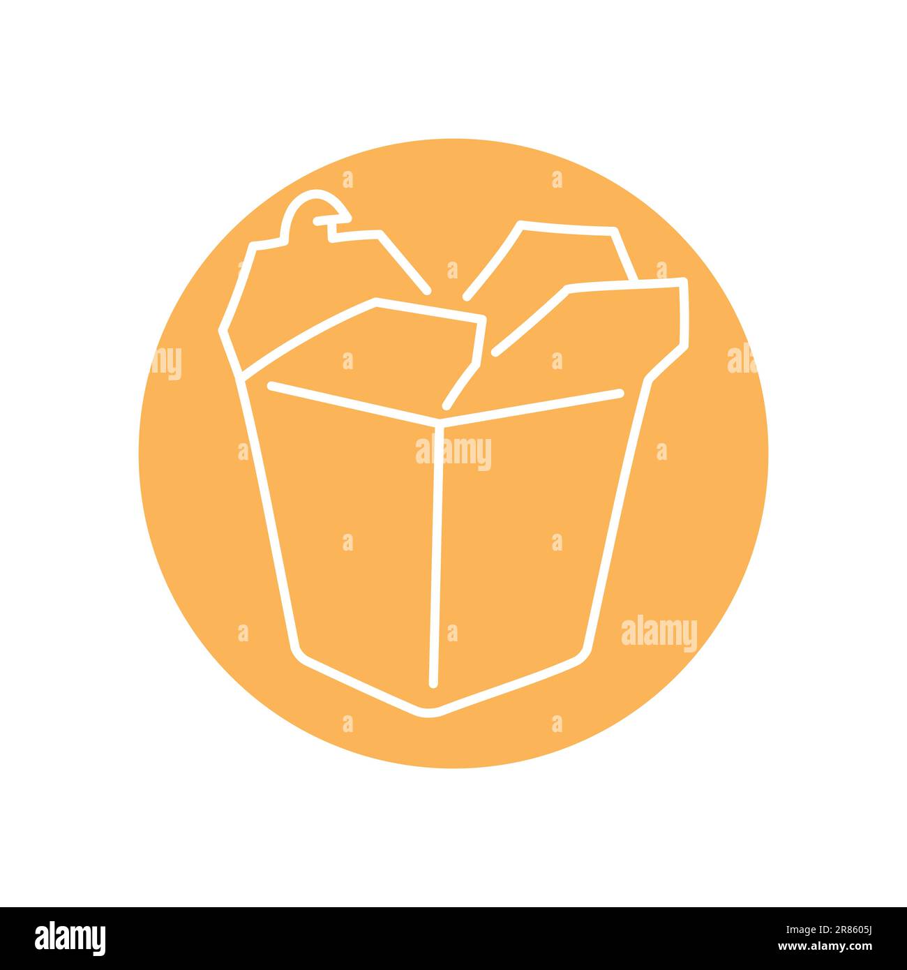 Cardboard lunch box for asian cuisine black line icon. Takeout fastfood ...
