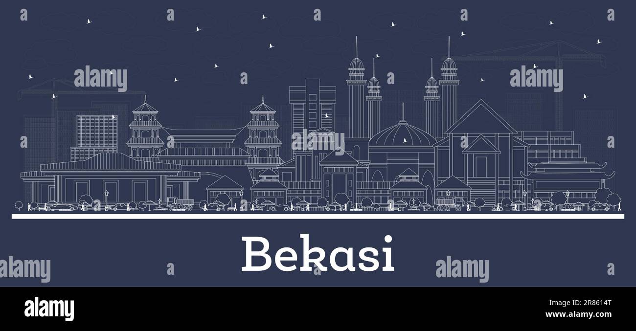 Outline Bekasi Indonesia City Skyline with White Buildings. Vector ...