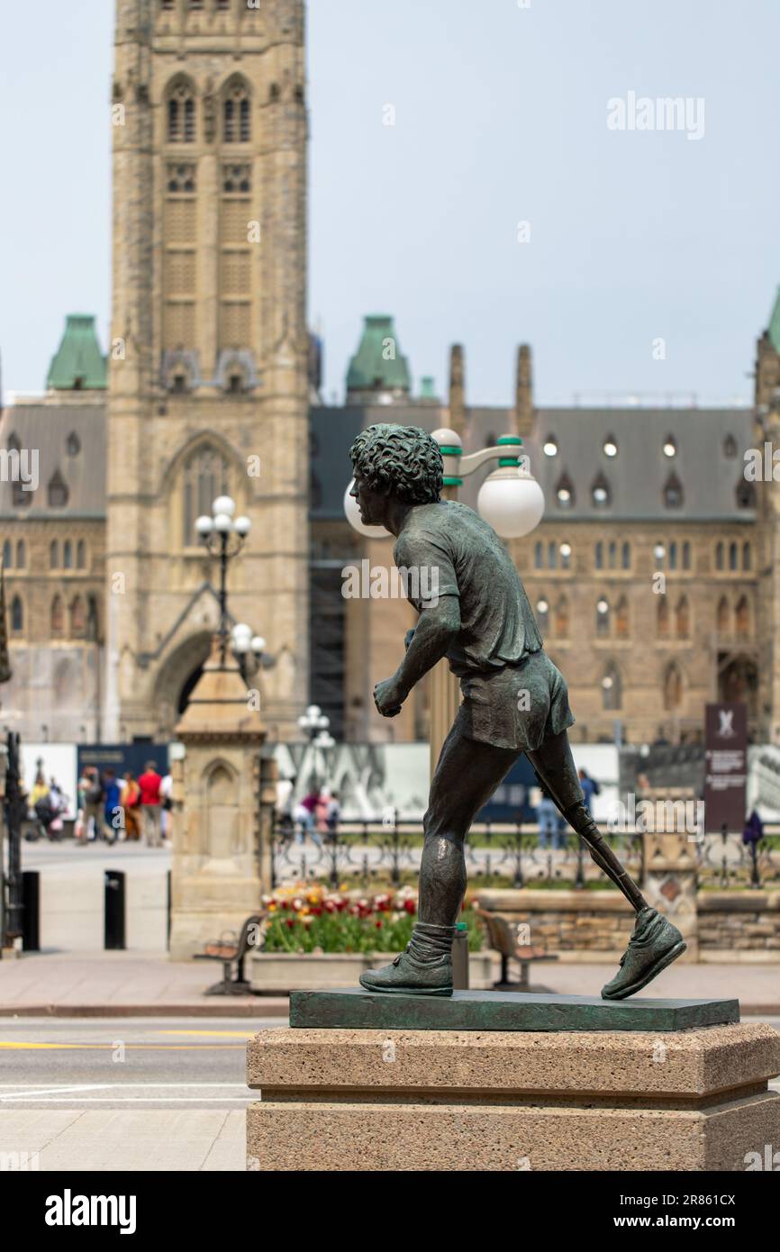 Ottawa, Ontario - May 19, 2023: Terry Fox Statue near Canadian ...