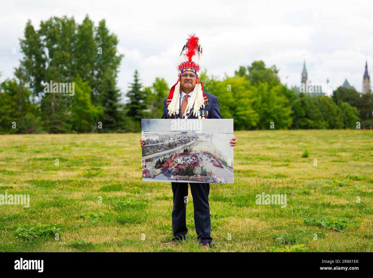 Ottawa, Can. 19th June, 2023. Artist Adrian Stimson of Team Stimson ...