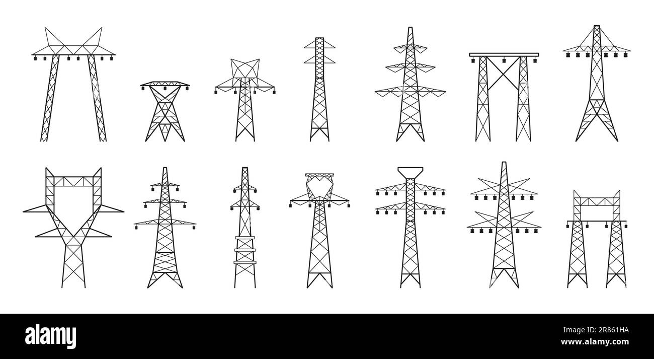 Electric line pole. Grid power transmission and distribution, high ...