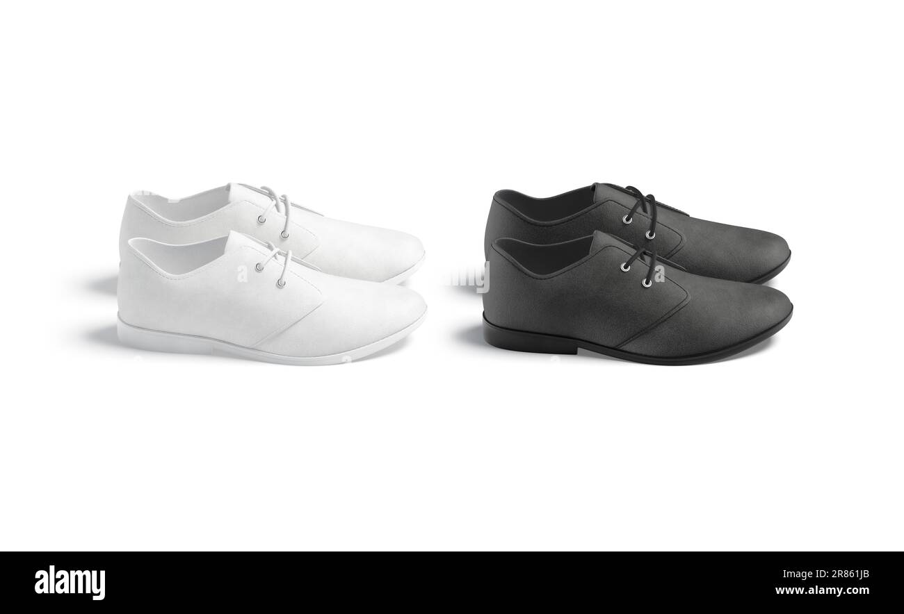 Blank black and white casual shoes mockup, profile view, 3d rendering ...