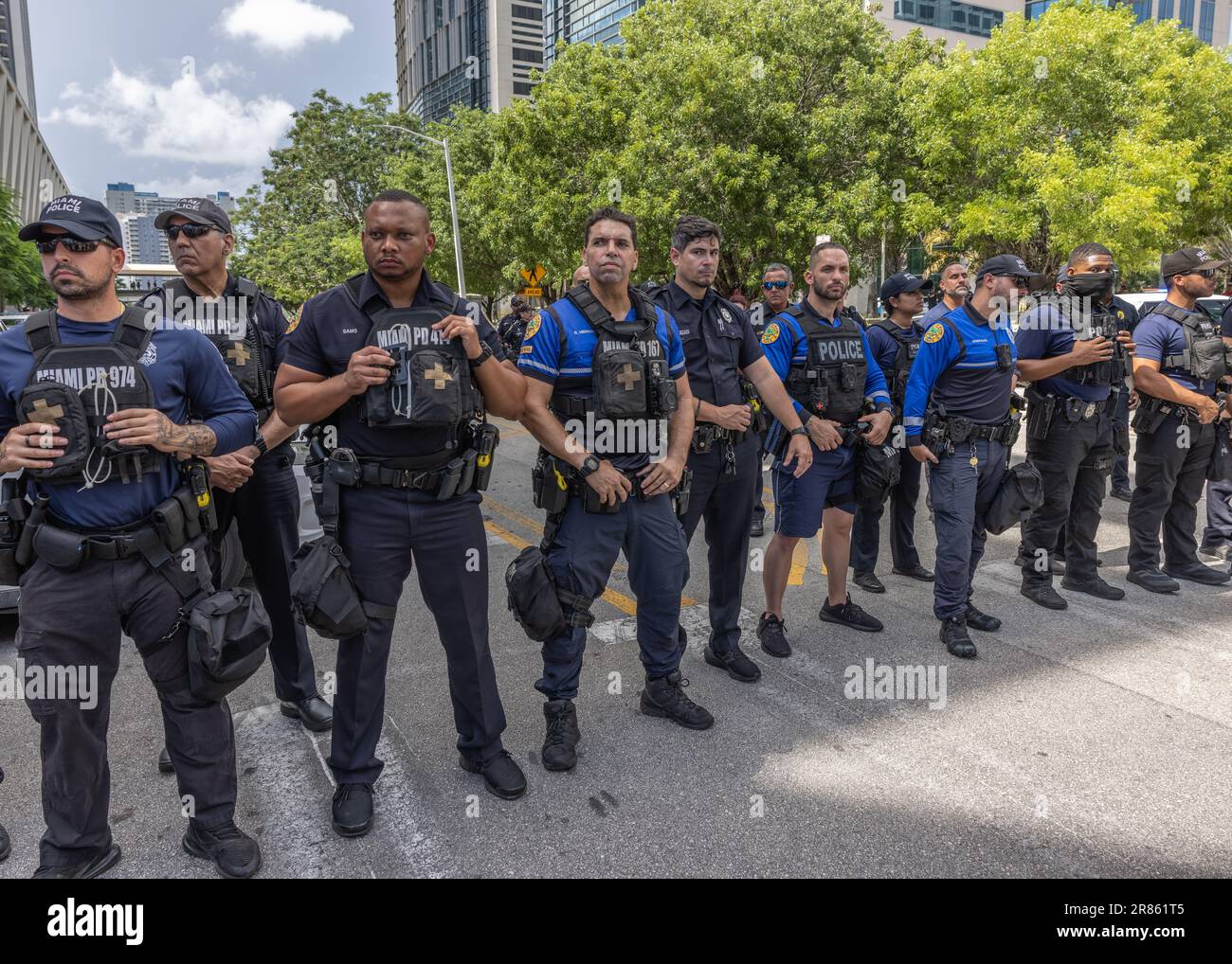 MIAMI, Fla. – June 13, 2023: Officers from the Miami Police Department ...