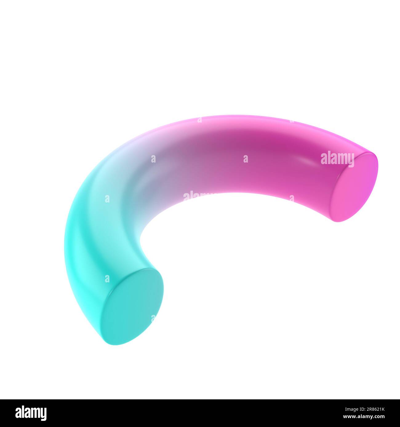 3d object shape semidonut geometric metal. Realistic glossy turquoise ...