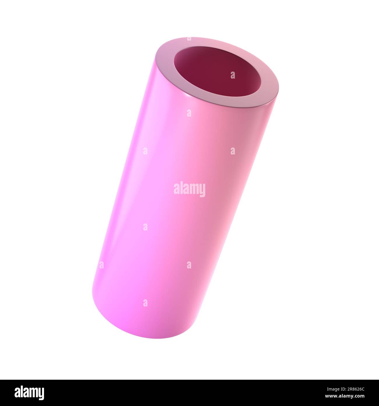 3d shape metallic pipe. Realistic geometric glossy pink and lilac ...