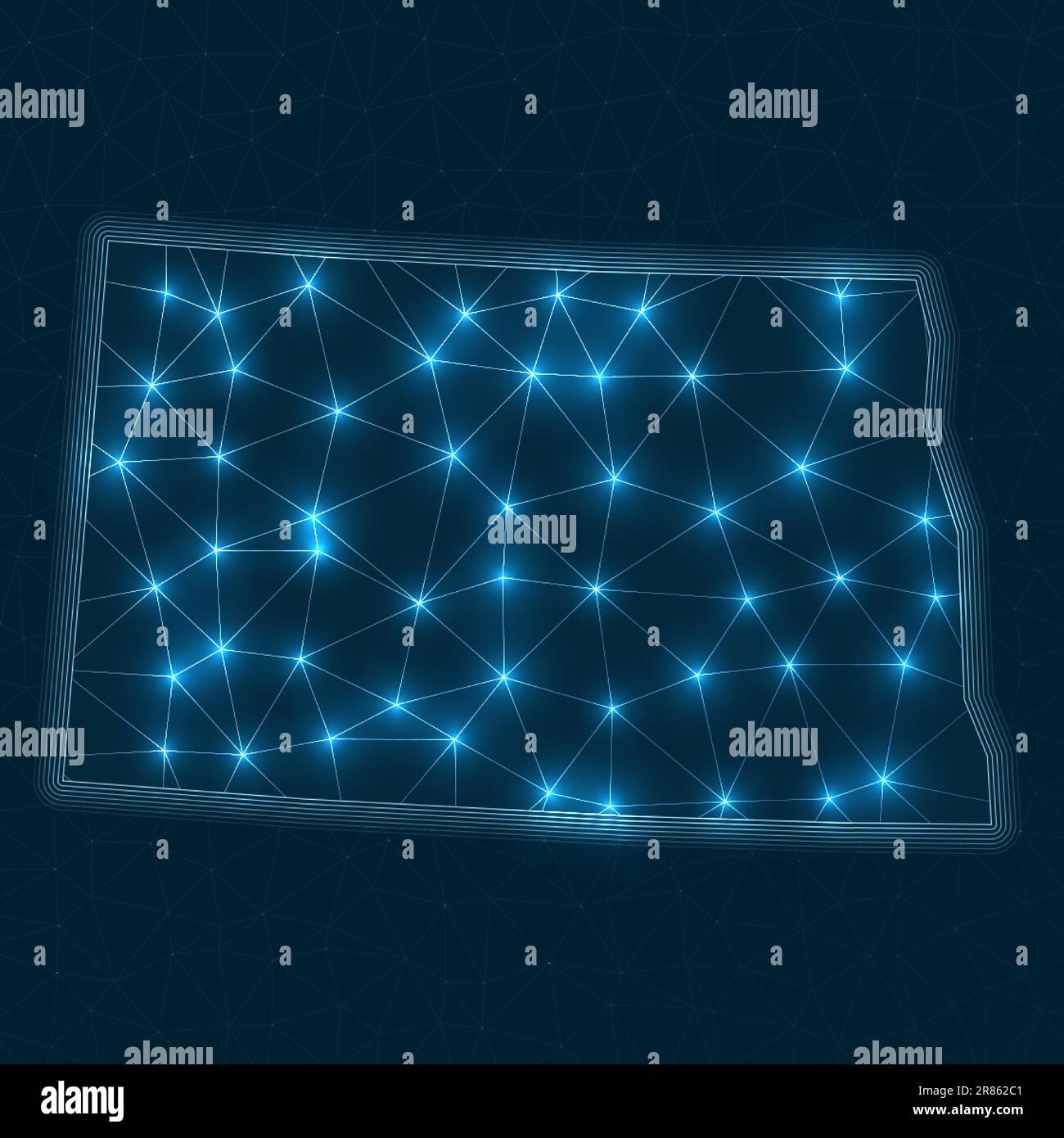 North Dakota network map. Abstract geometric map of the us state ...