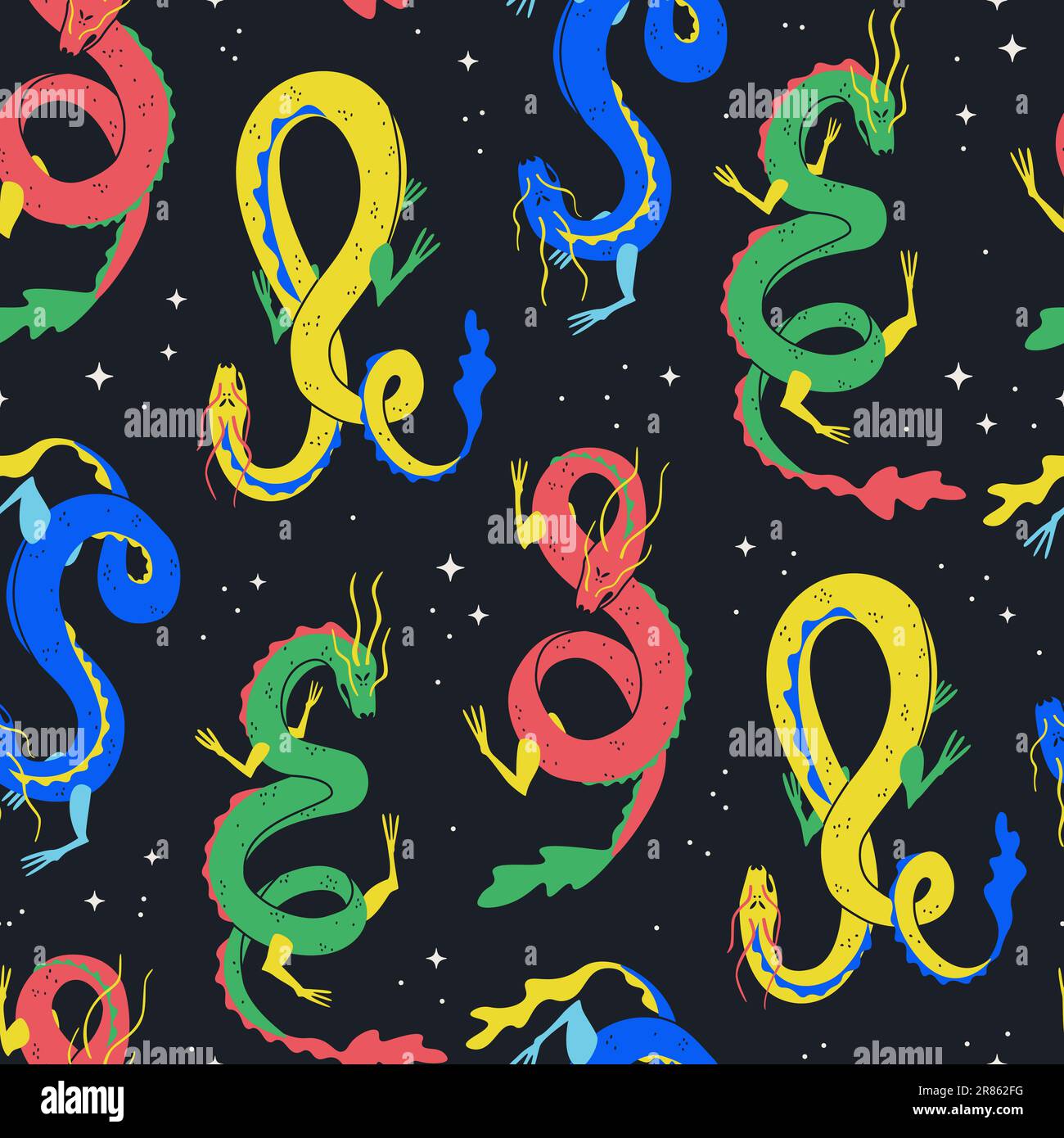 Seamless pattern with decorative Chinese dragons. Mythological ...