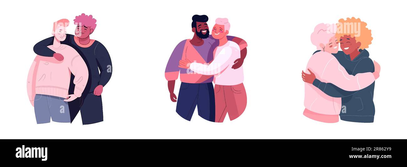horizontal set vector illustration of homosexual persons isolate on ...