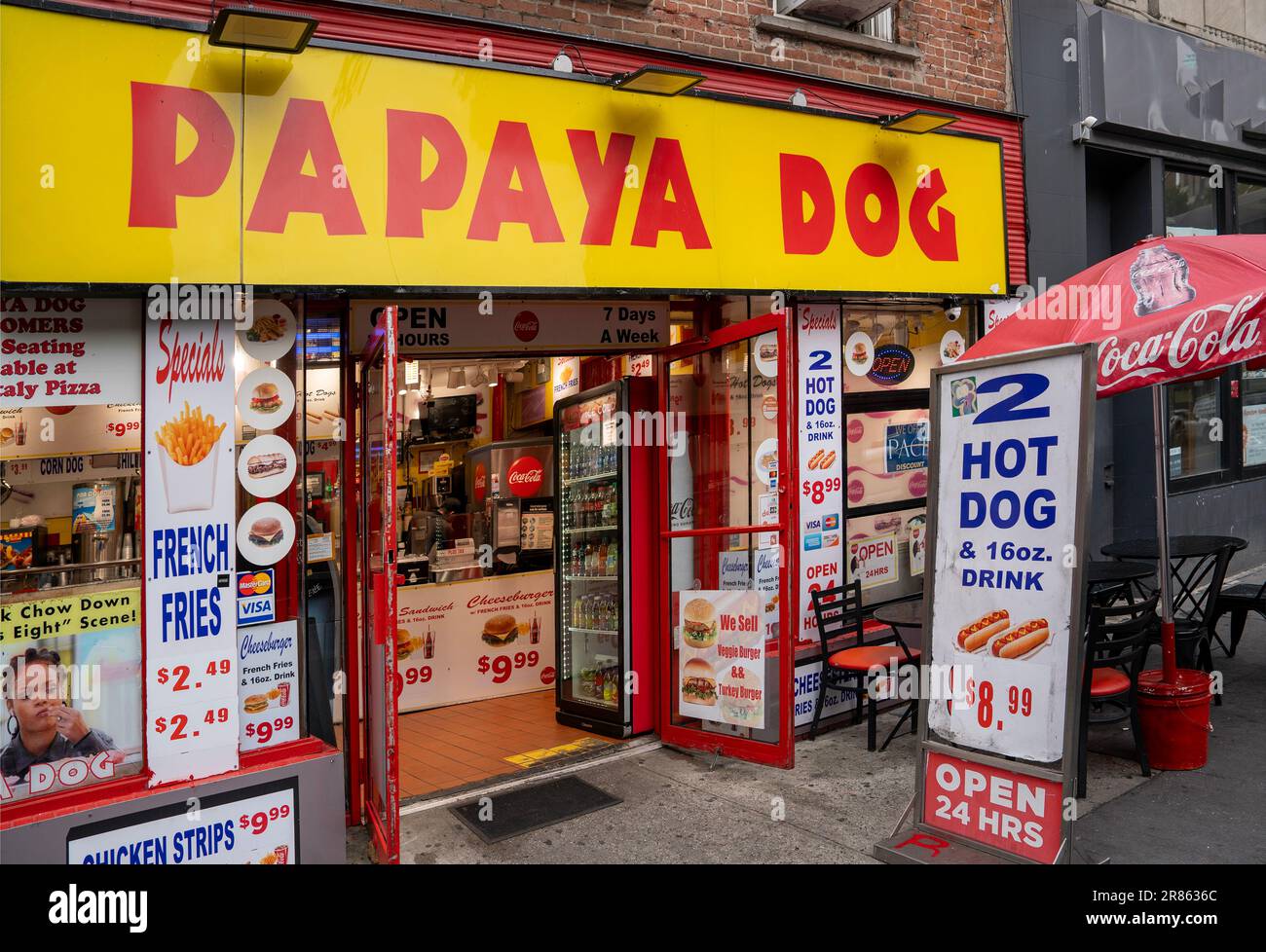 Papaya Dog fast food in Manhattan NYC Stock Photo - Alamy