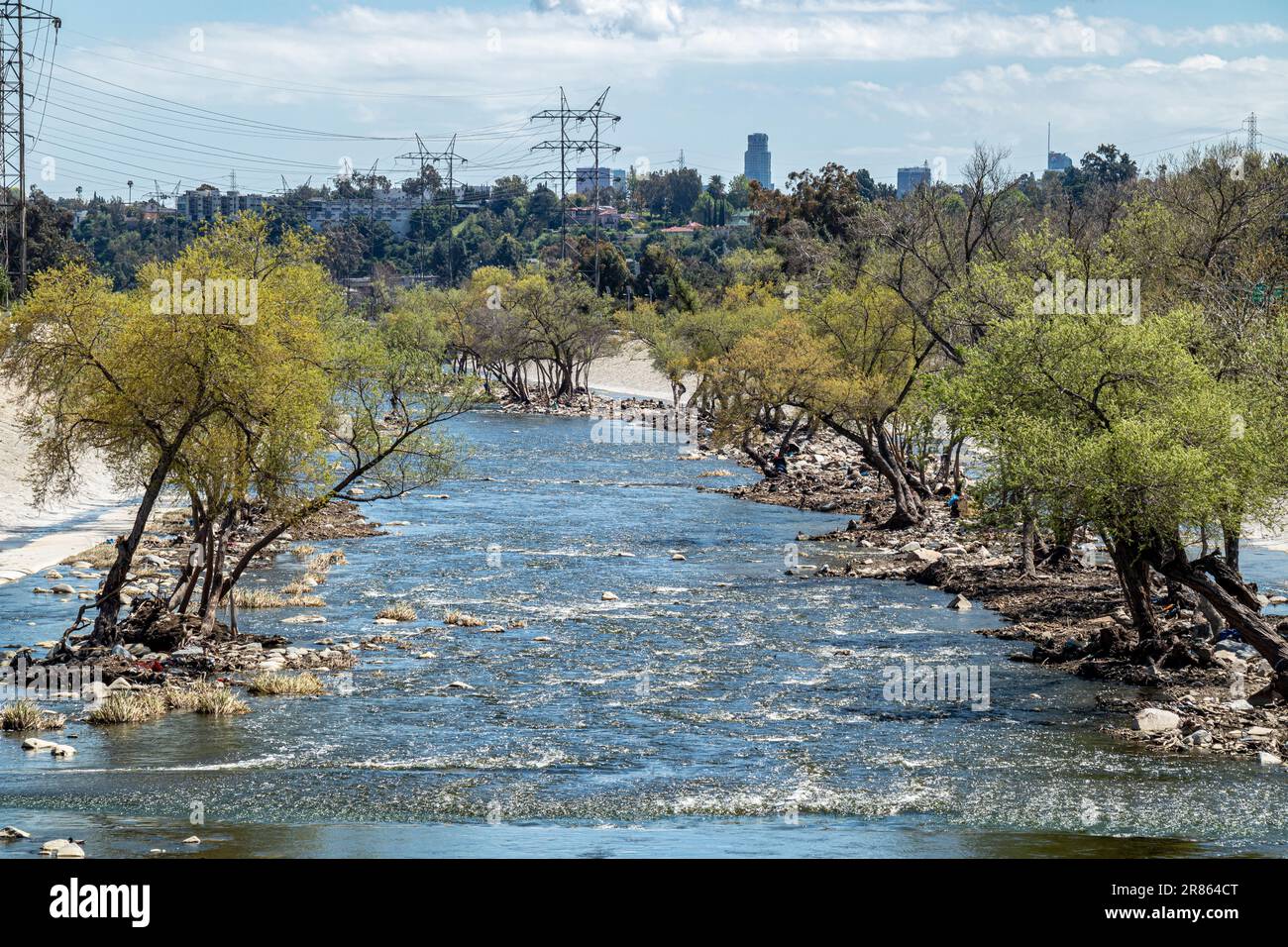 Most vegetation was washed away along the Los Angeles River after heavy ...
