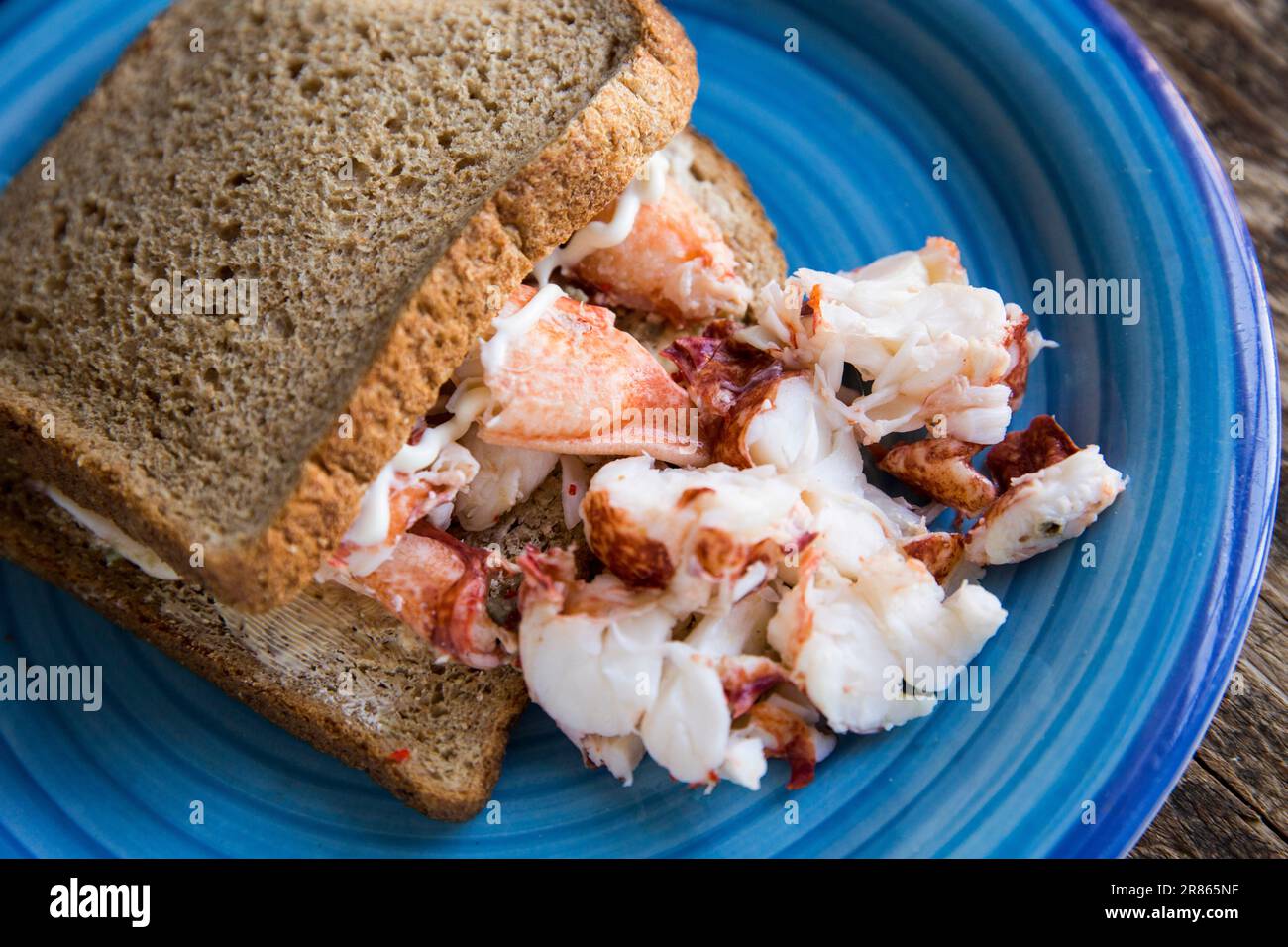 Lobster meat, Homarus gammarus, from a lobster caught in the English ...