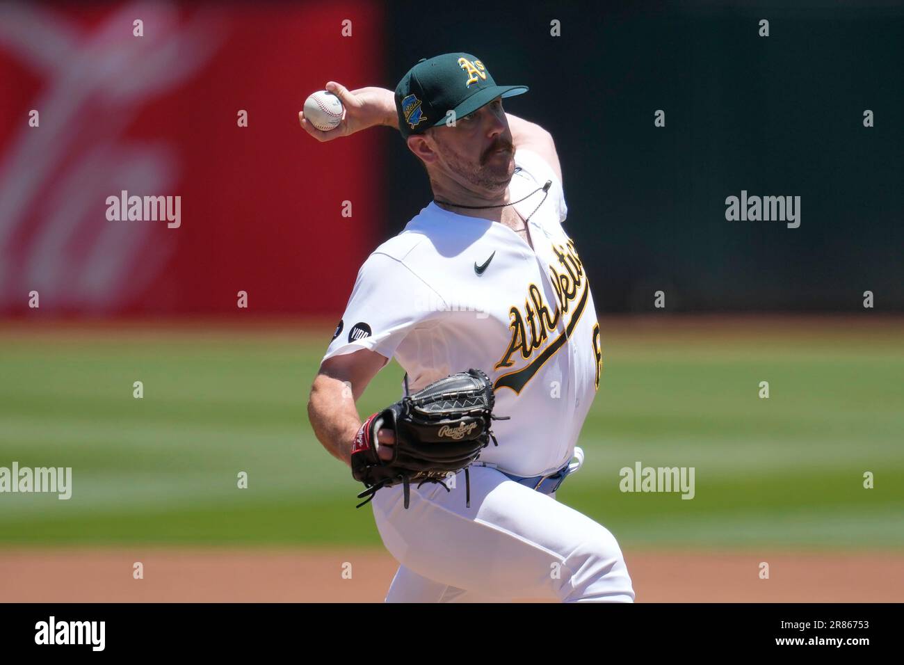 Oakland Athletics' Hogan Harris during a baseball game against the ...