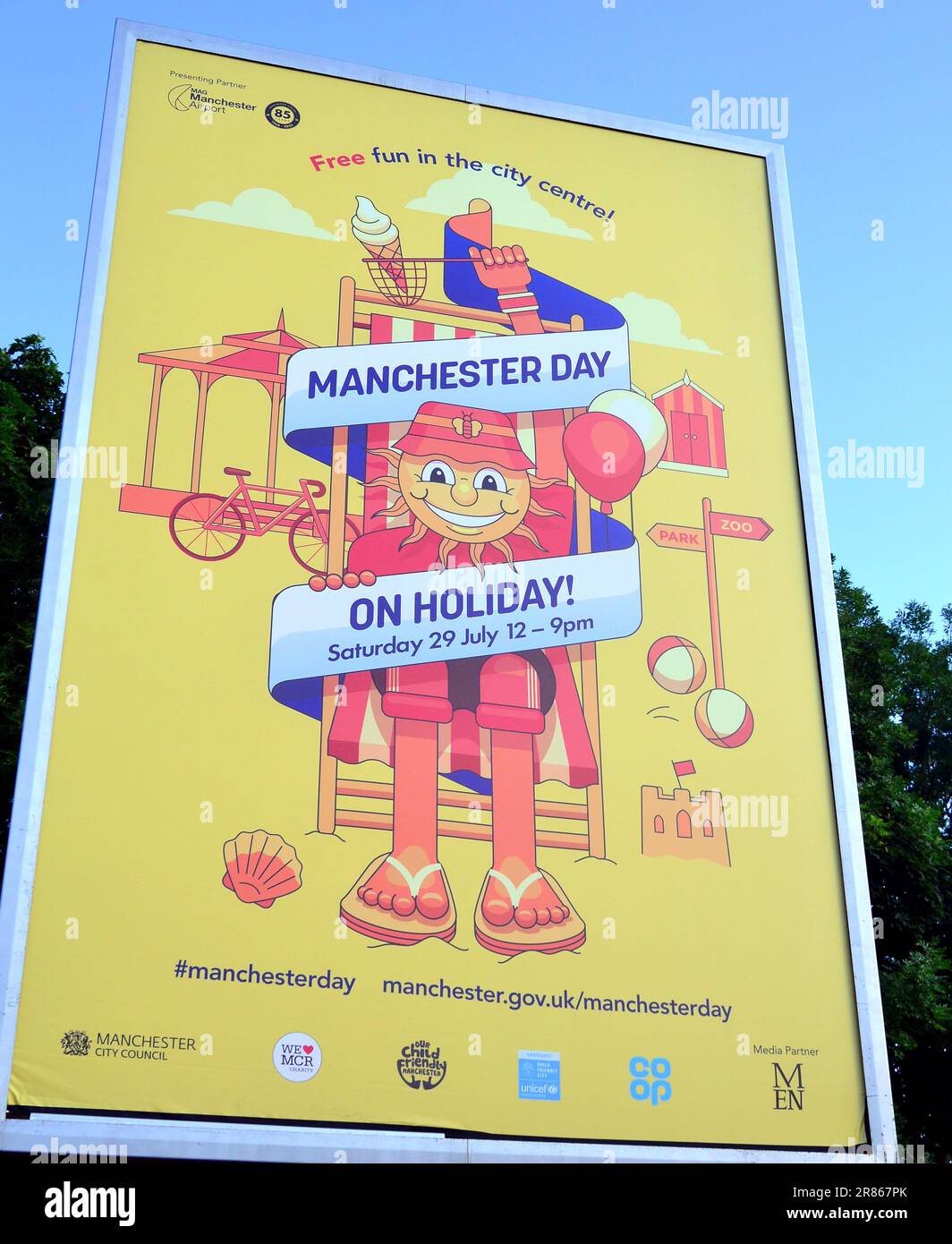 Billboard advertisement for Manchester Day on 29th July, 2023, with an ...