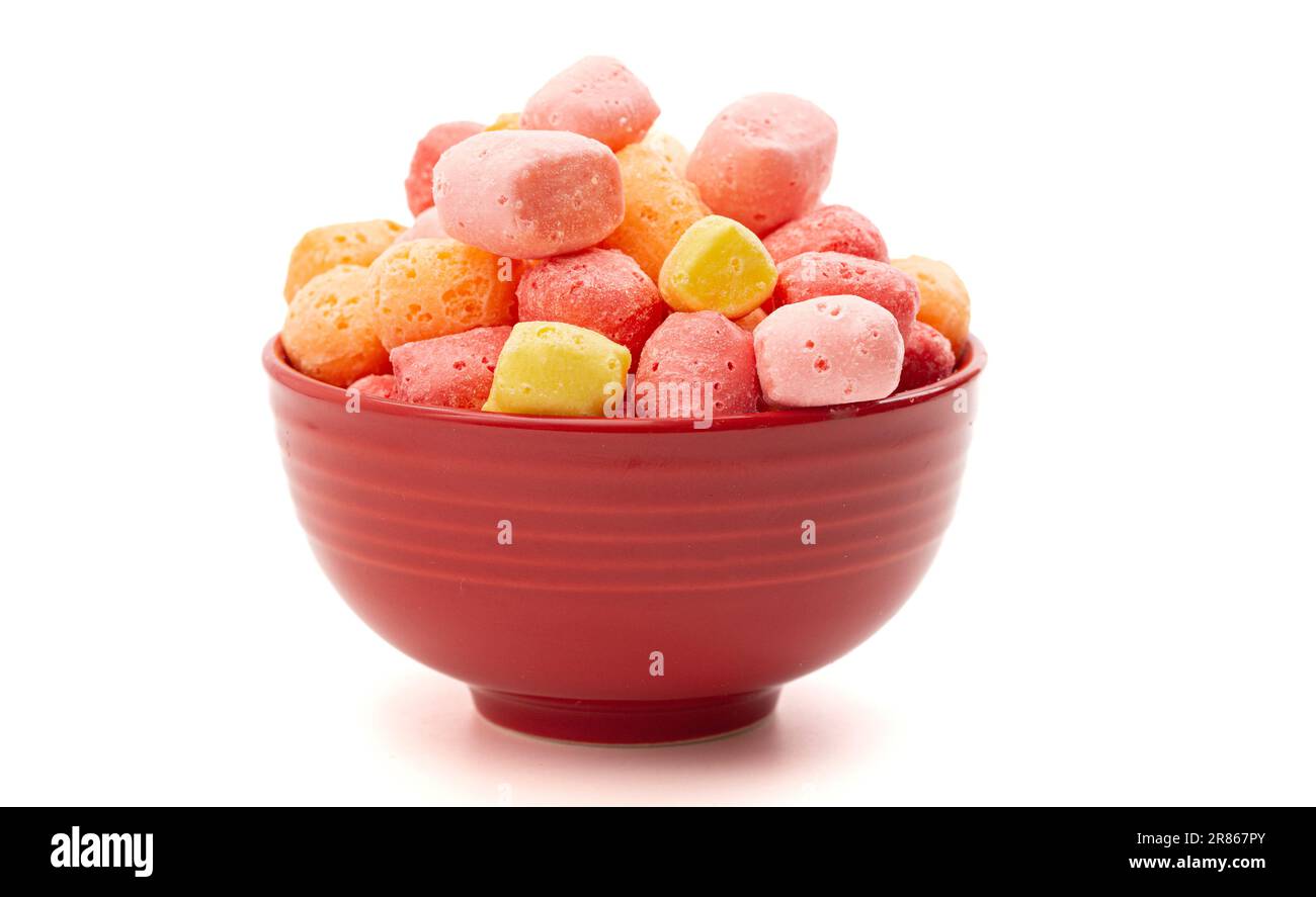 Freeze Dried Rainbow Flavored and Pastel Colored Chewy Candy Squares ...