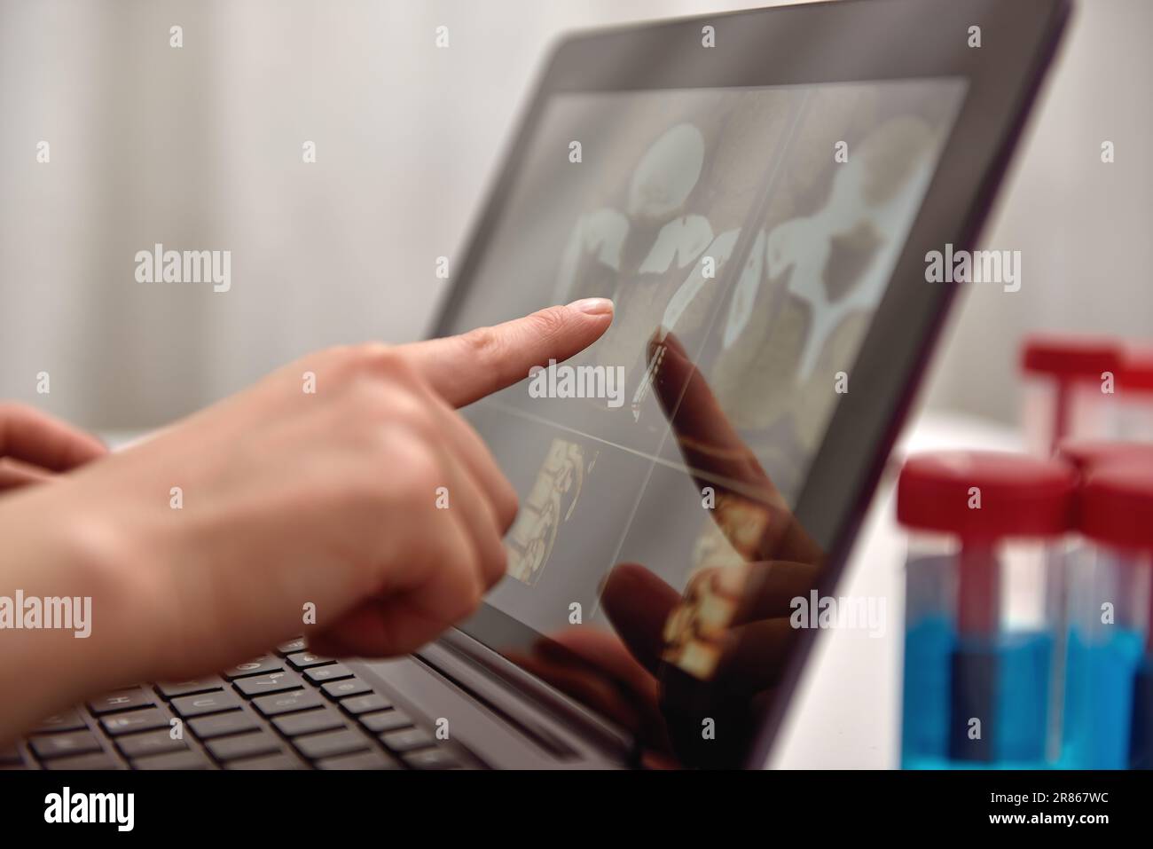 Hand pointing at screen hi-res stock photography and images - Alamy