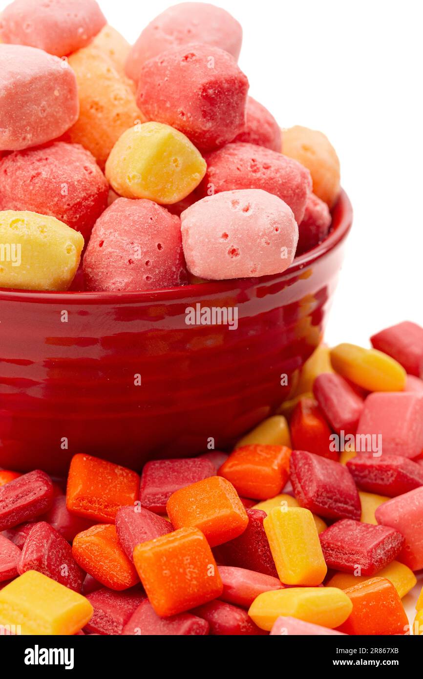 Freeze Dried Rainbow Flavored and Pastel Colored Chewy Candy Squares ...