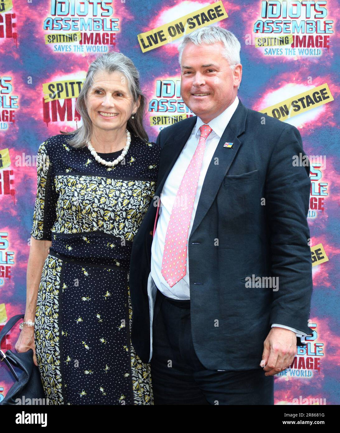 London, UK. Tim Loughton MP and wife at Idiots Assemble: Spitting Image ...